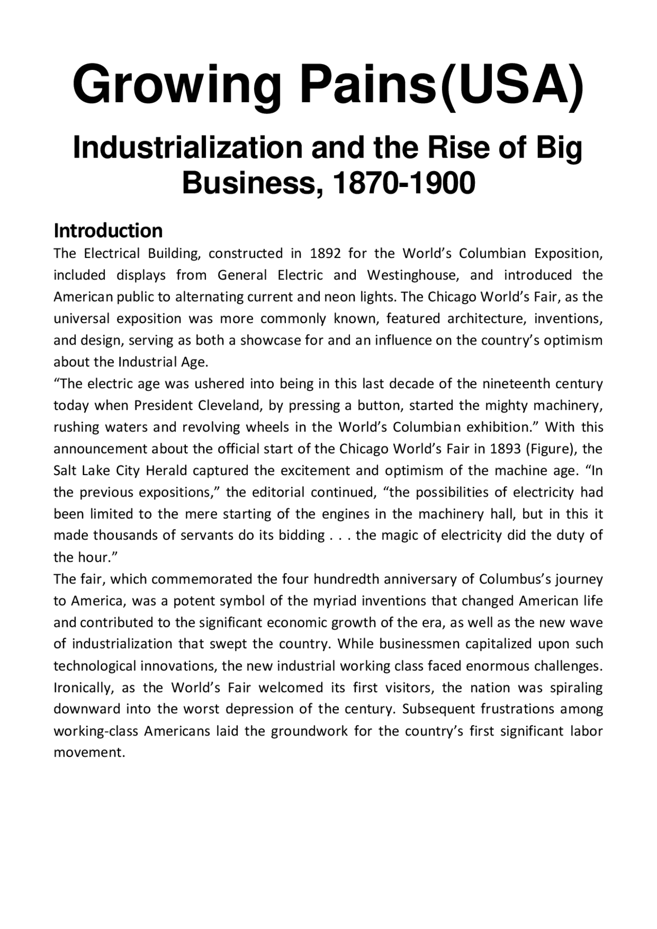 Business and Labor in the Industrial Era, 1860-1900 | Transcriptions ...