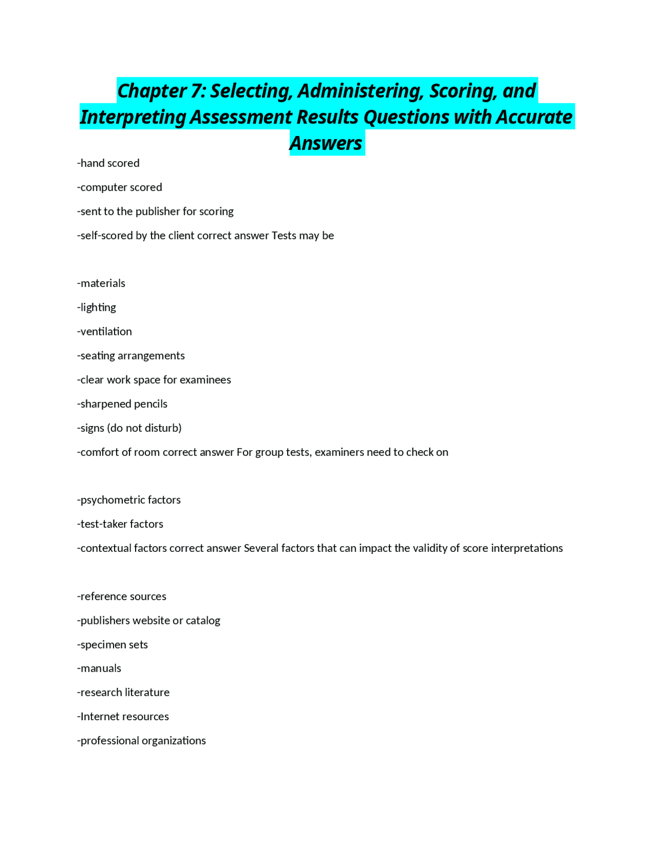 Chapter 7: Selecting, Administering, Scoring, and Interpreting ...