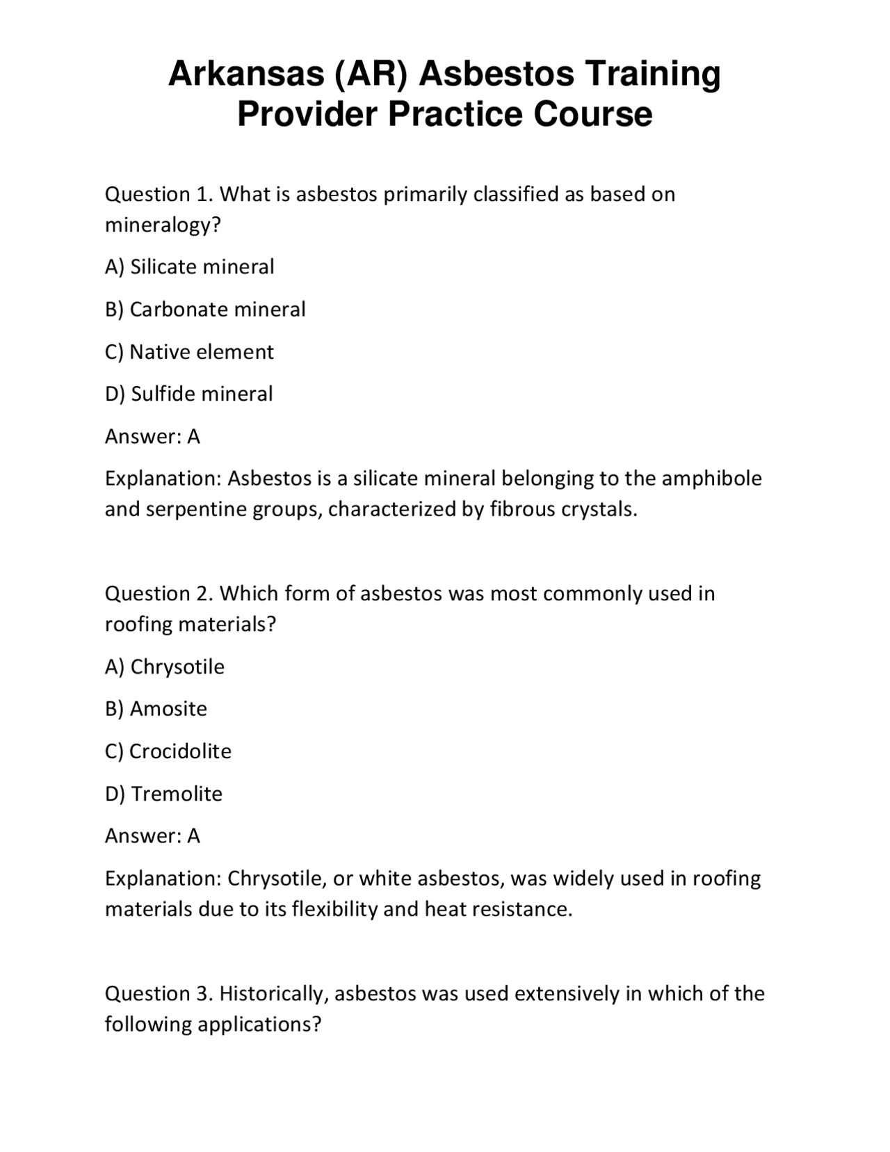 Arkansas (AR) Asbestos Training Provider Practice Course | Exams ...