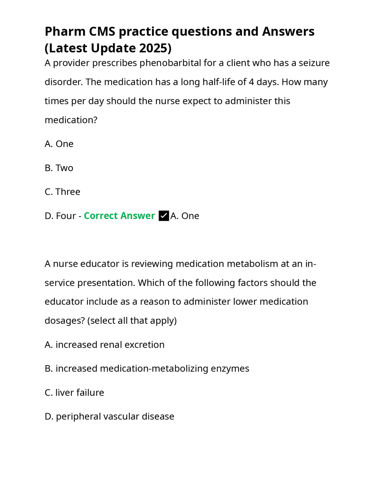 Pharm CMS practice questions and Answers (Latest Update 2025)Pharm CMS ...
