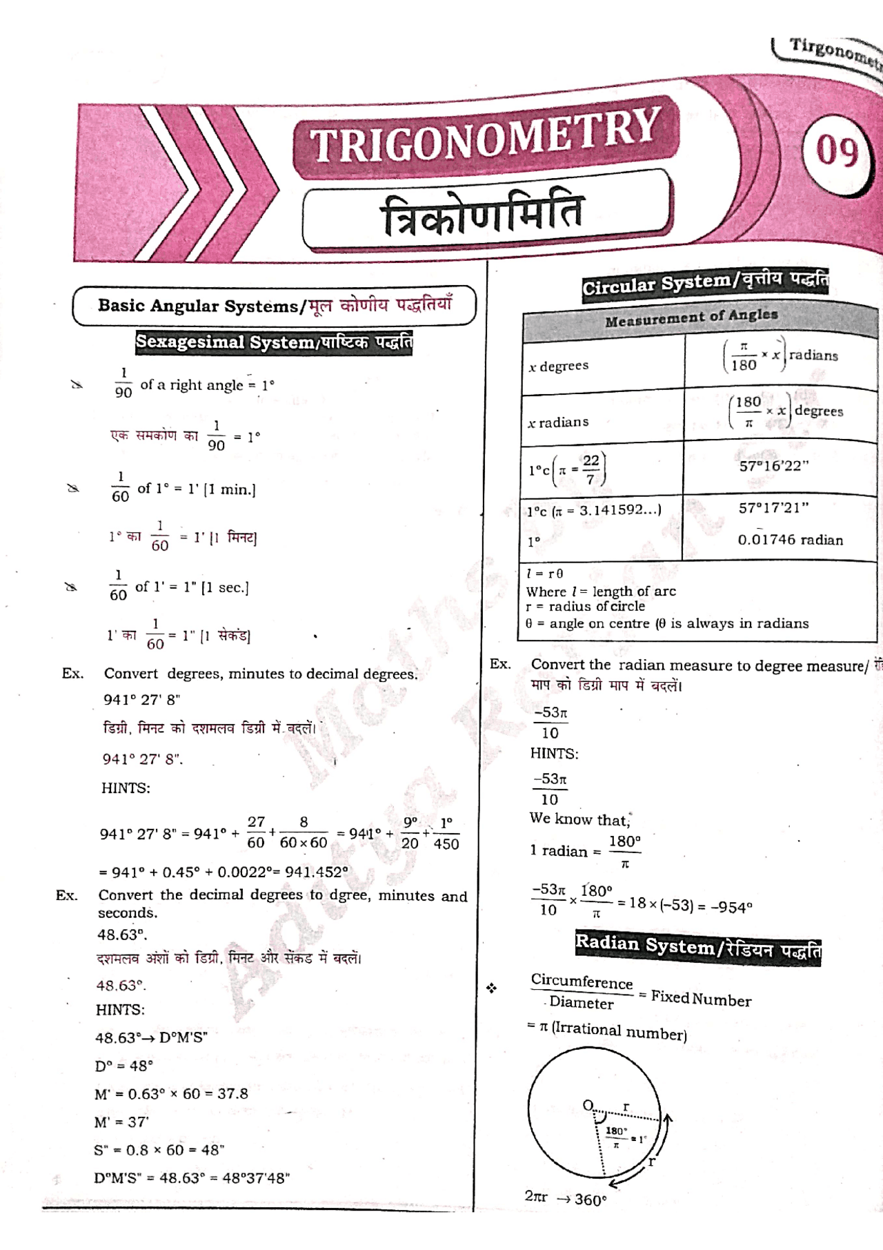 Trigonometry Formulas | Schemes and Mind Maps Mathematics | Docsity