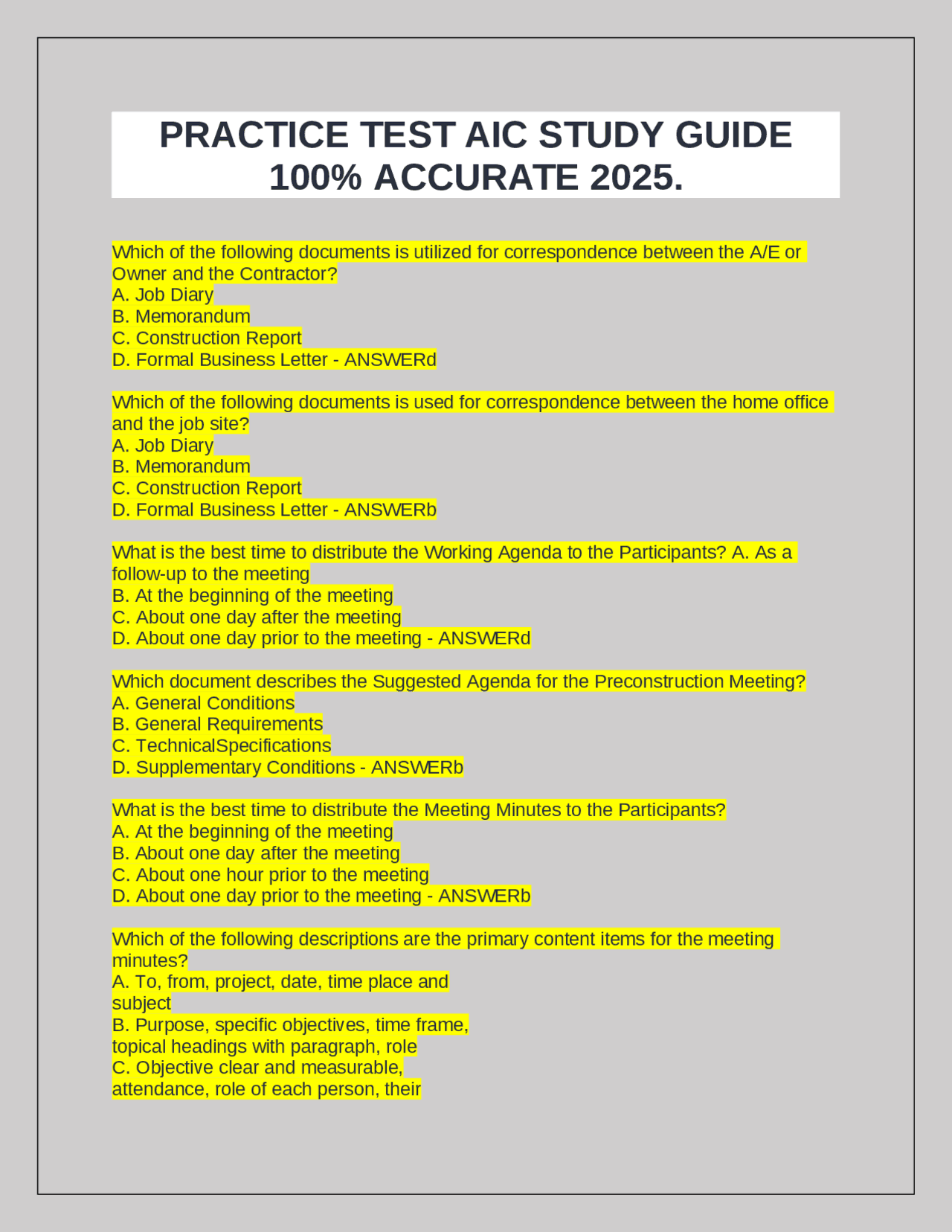 PRACTICE TEST AIC STUDY GUIDE 100% ACCURATE 2025. | Exams Advanced ...