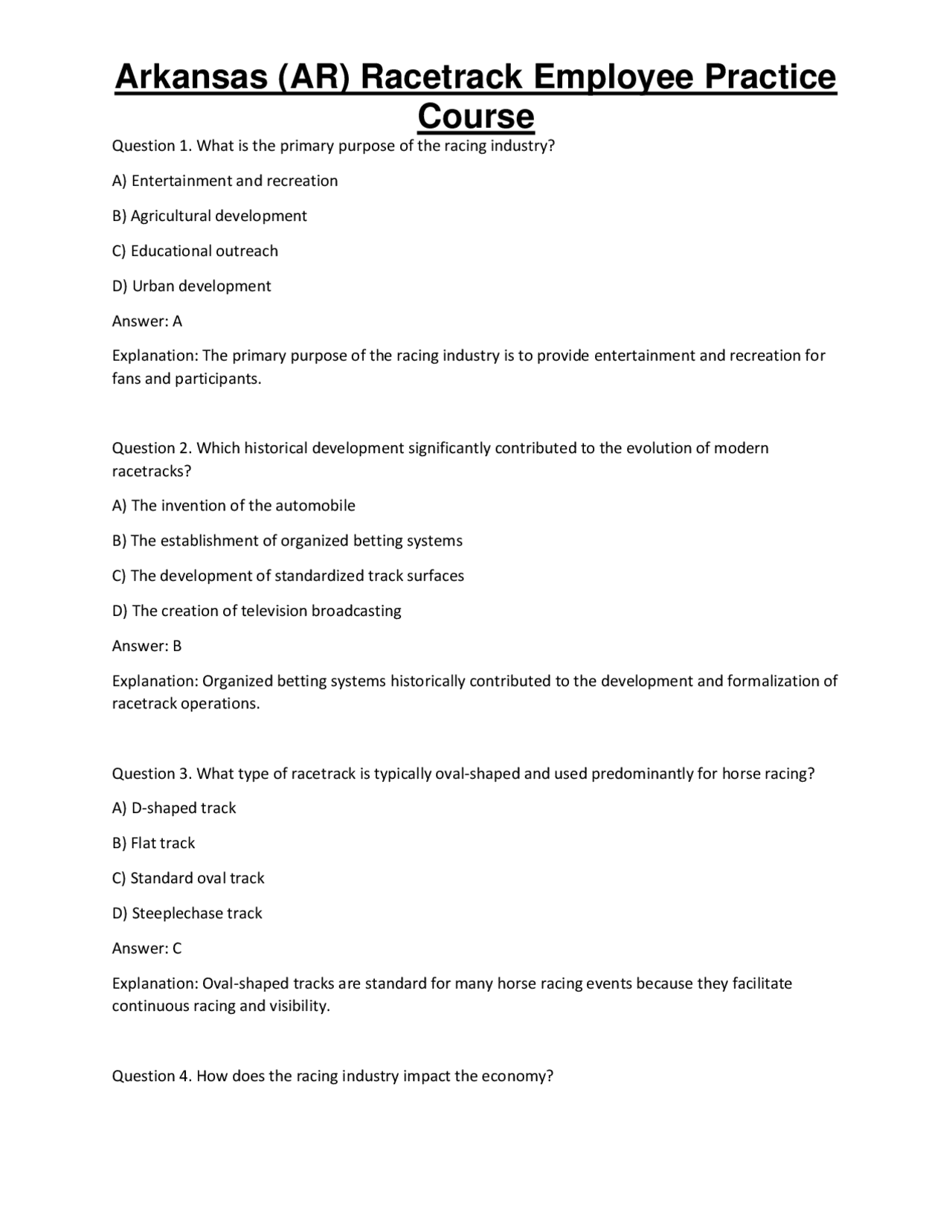 Arkansas (AR) Racetrack Employee Practice Course | Exams Technology ...