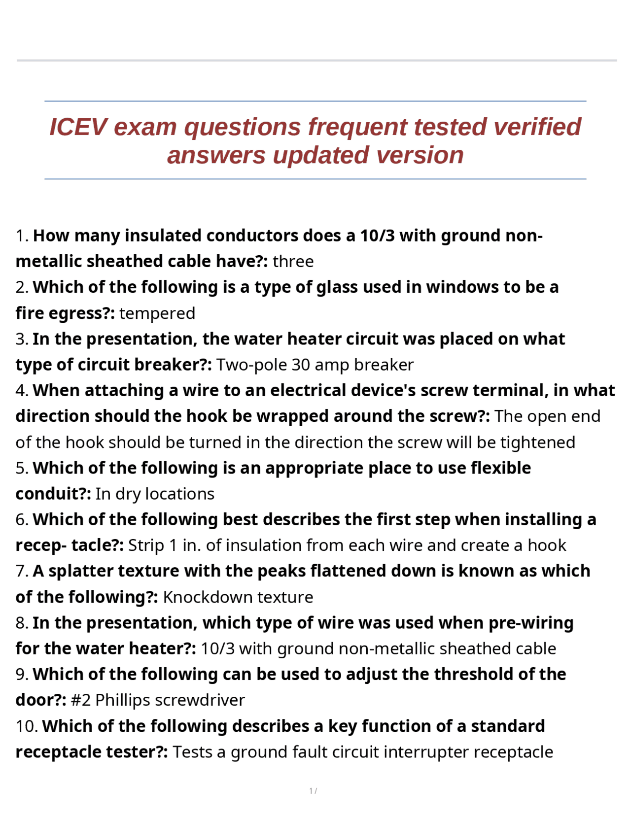 ICEV exam questions frequent tested verified answers updated version ...