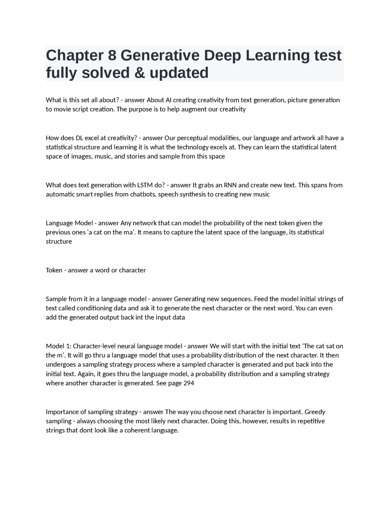 Chapter 8 Generative Deep Learning test fully solved & updated.docx ...