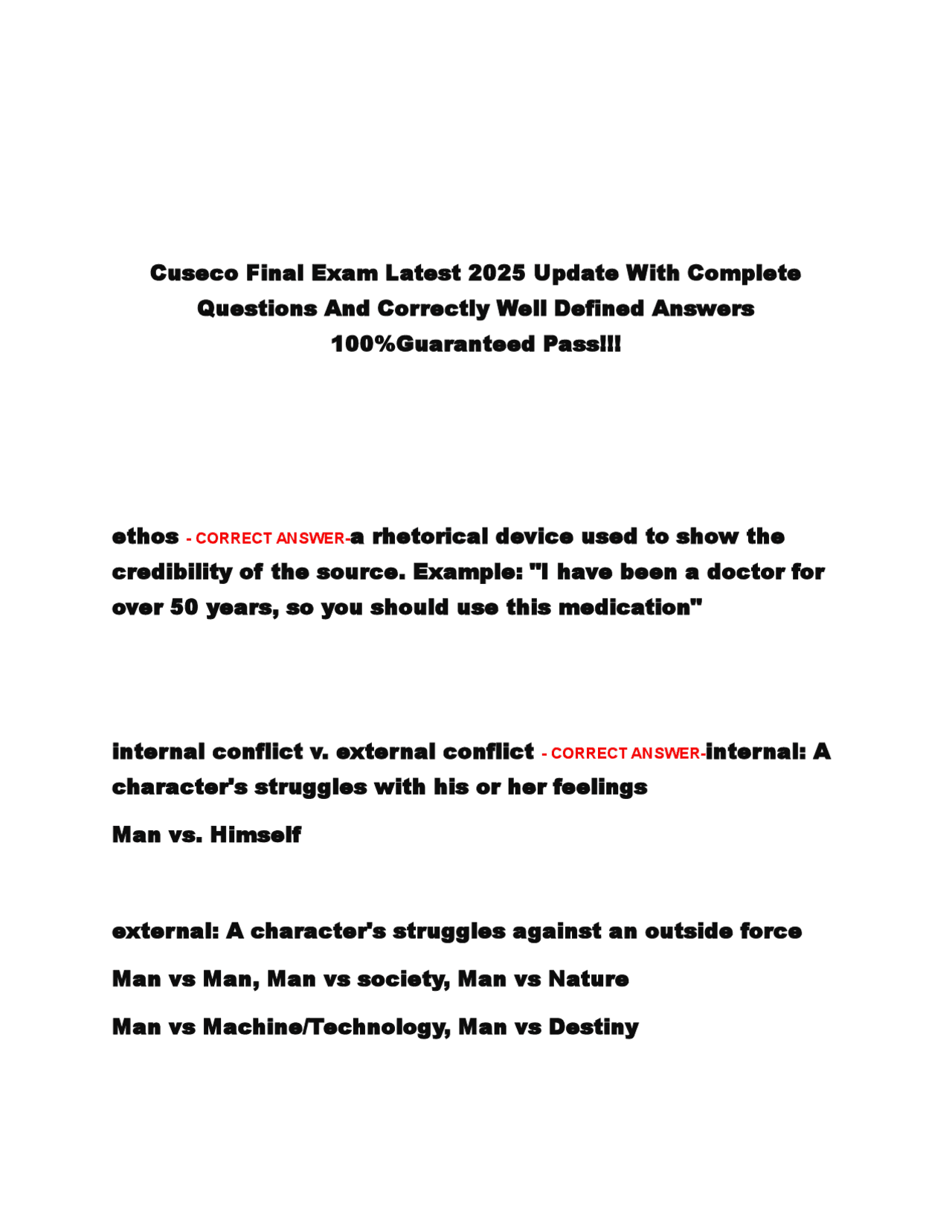 Cuseco Final Exam Latest 2025 Update With Complete Questions And ...
