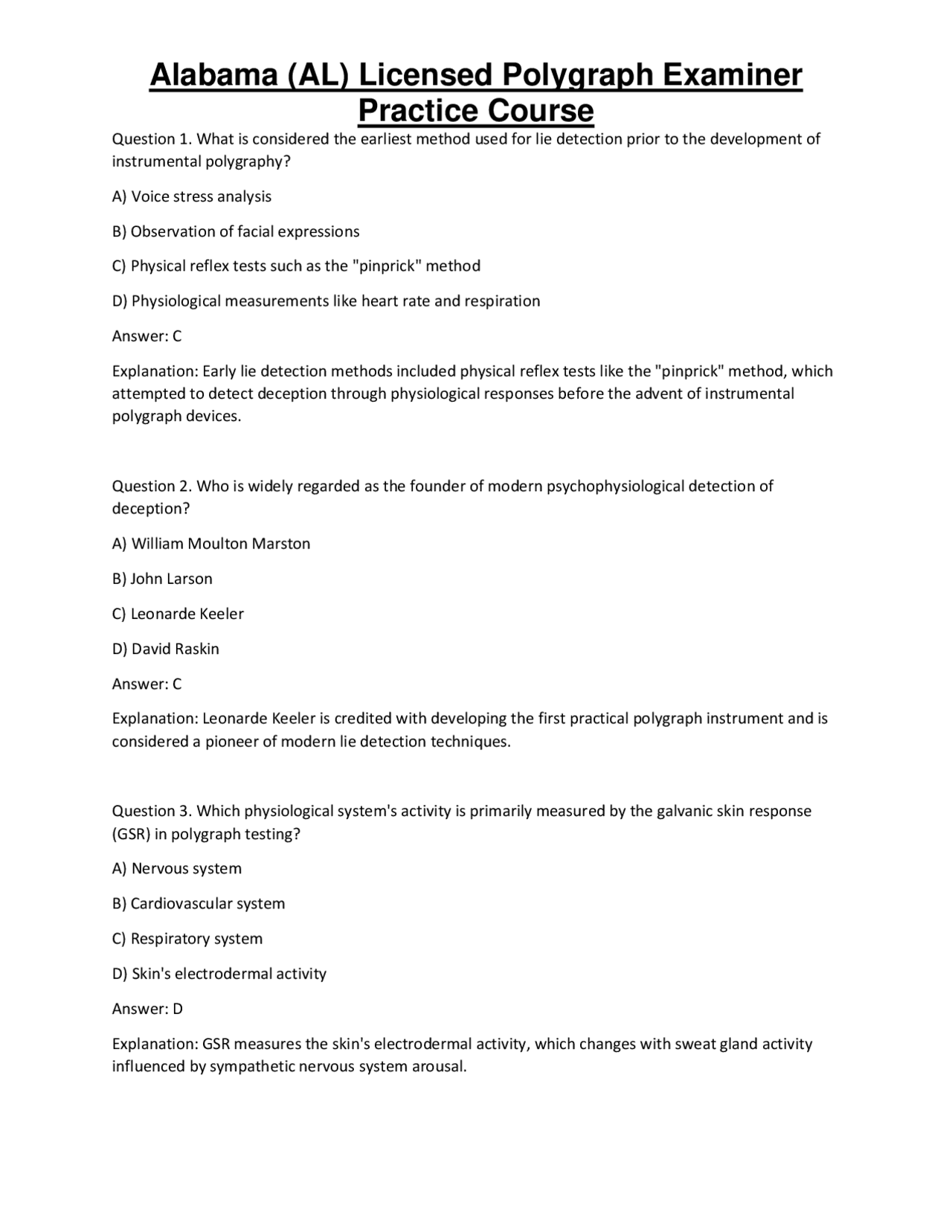 Alabama (AL) Licensed Polygraph Examiner Practice Course | Exams ...