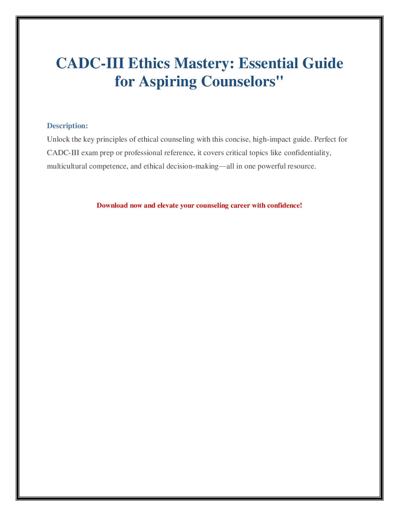 Master CADC-III Ethics: Key Principles & Exam Prep Guide | Exams ...