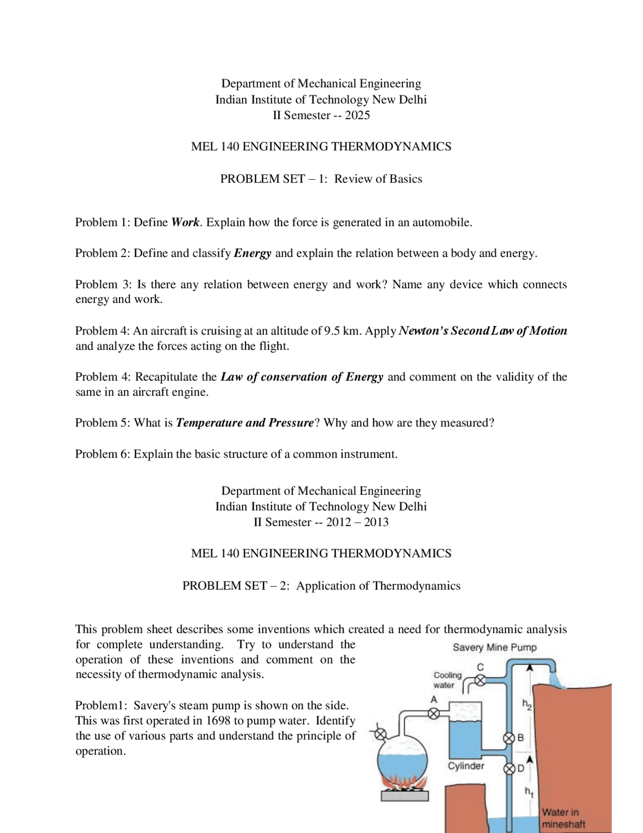 Problem-sets - Thermodynamics 2025 | Study Guides, Projects, Research ...