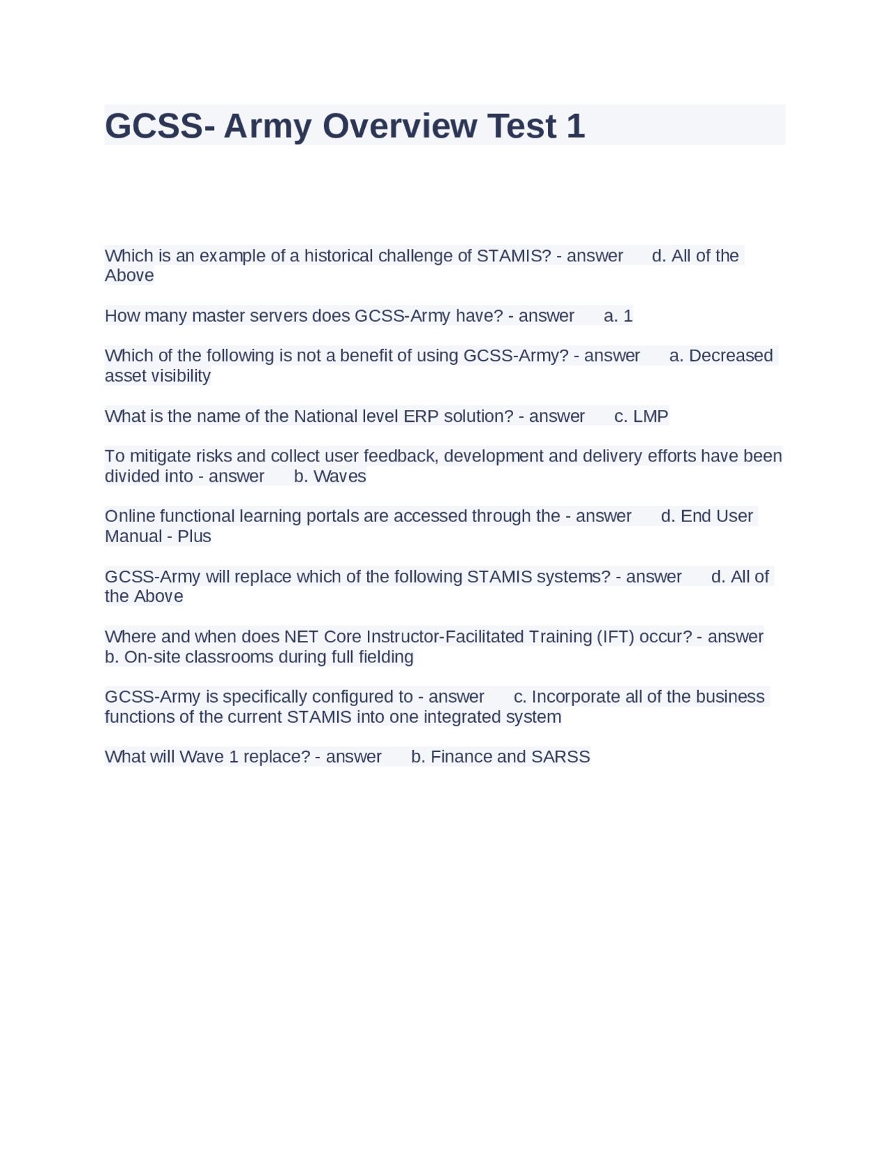 GCSS-Army Overview: Questions and Answers on U.S. Army's ERP System ...