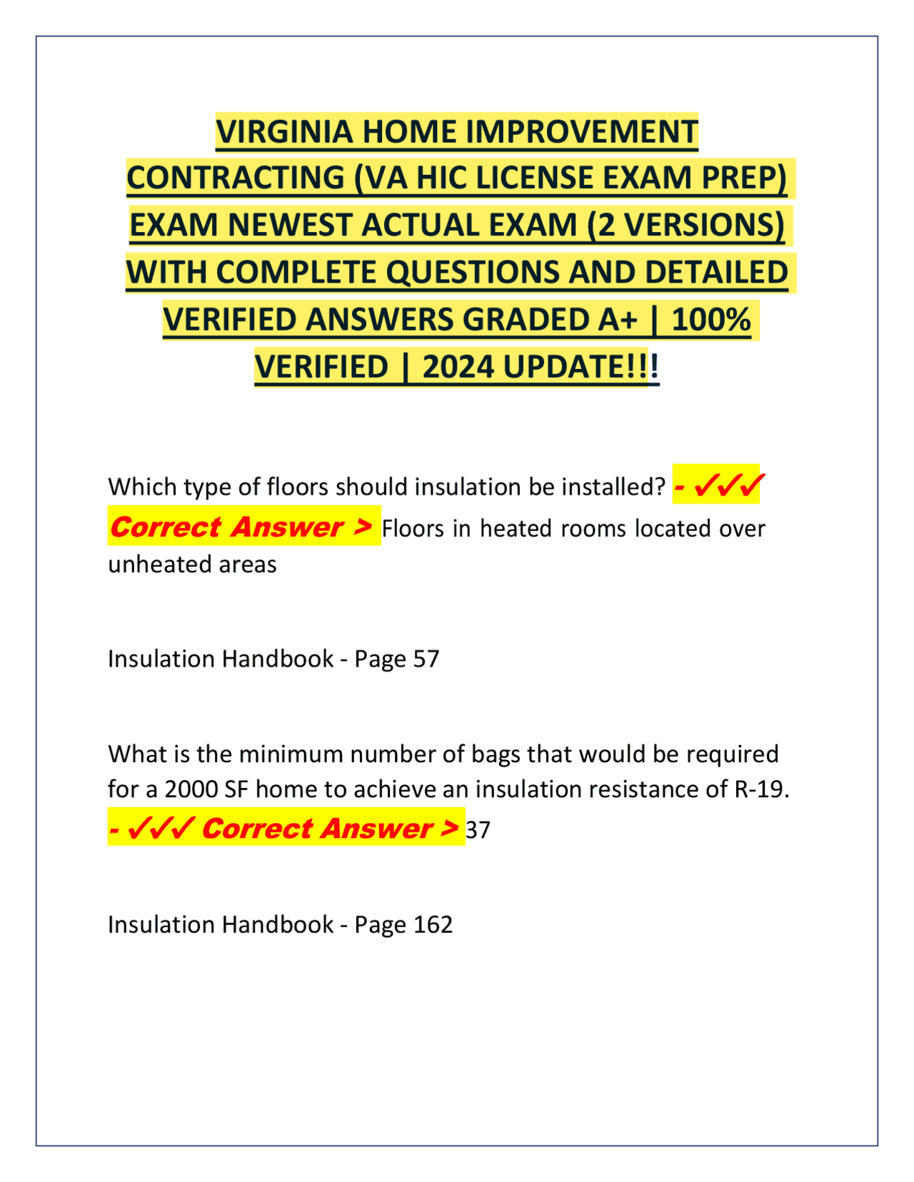 VIRGINIA HOME IMPROVEMENT CONTRACTING (VA HIC LICENSE EXAM PREP) EXAM ...