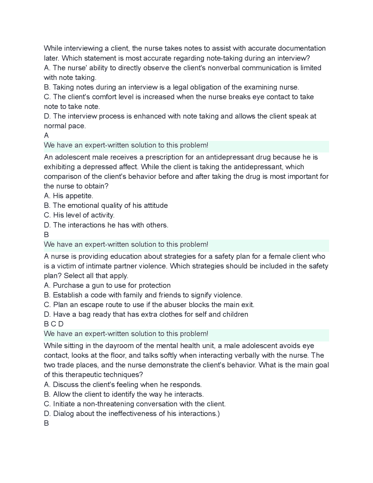 Test for Mental Health Interview Techniques and Client Assessment ...