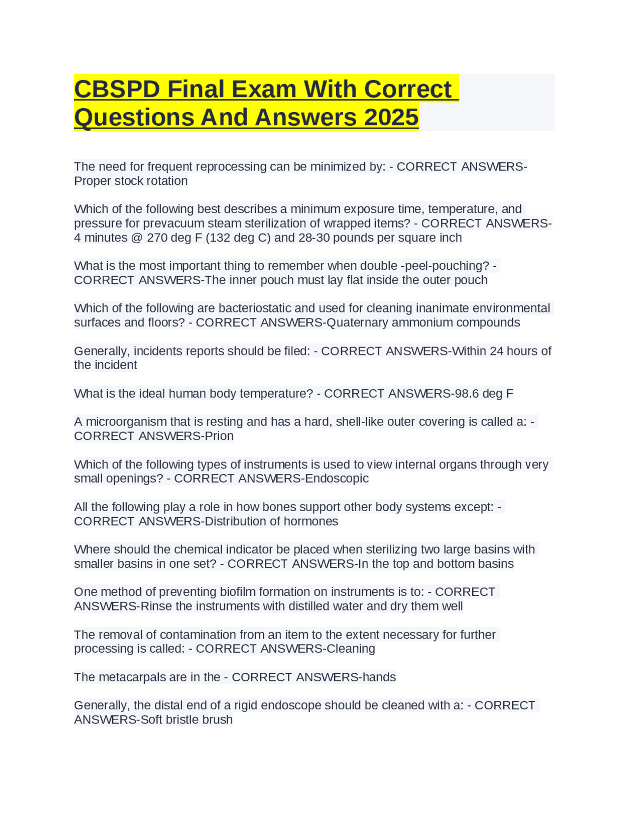 CBSPD Final Exam With Correct Questions And Answers 2025 | Exams ...