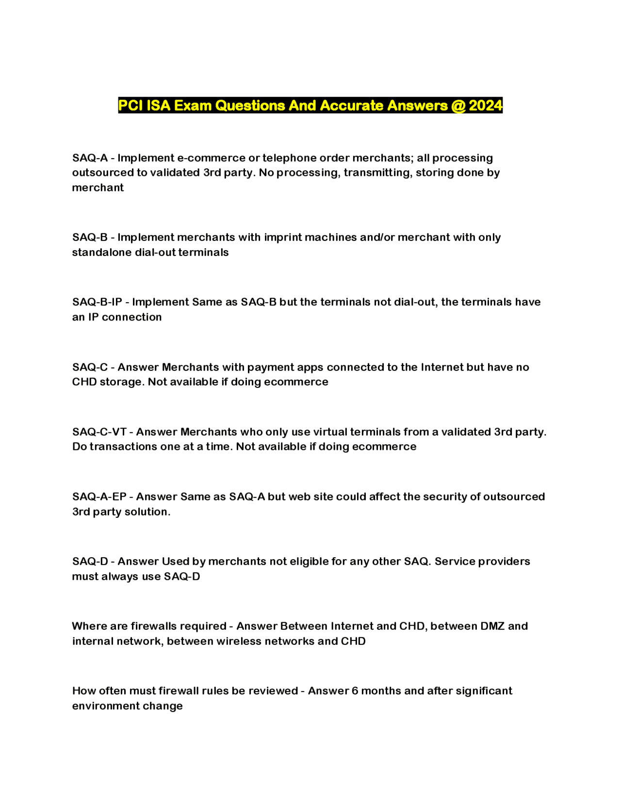 PCI ISA Exam Q&A: Mastering Payment Card Industry Security | Exams ...