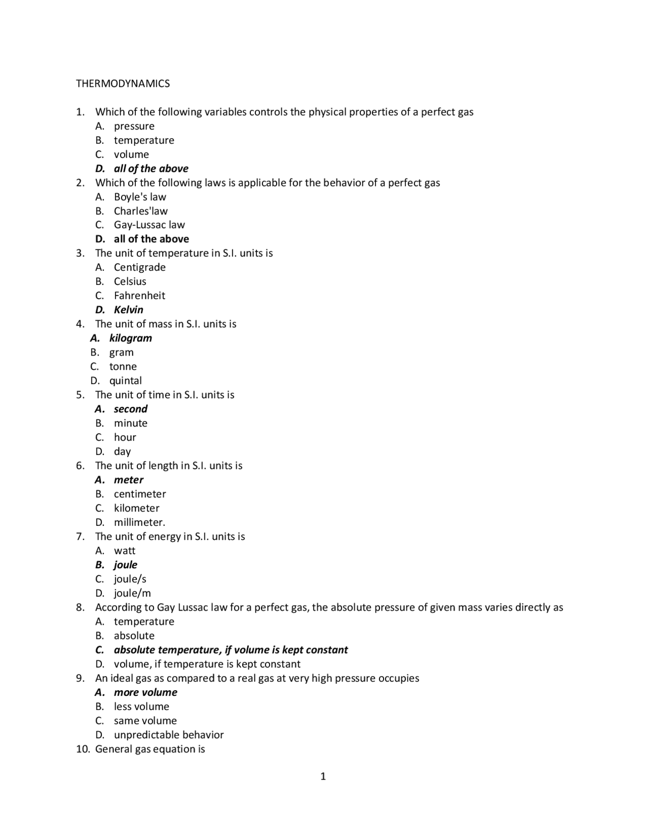 Thermodynamics 1 Pretest Questions and Answers | Study Guides, Projects ...