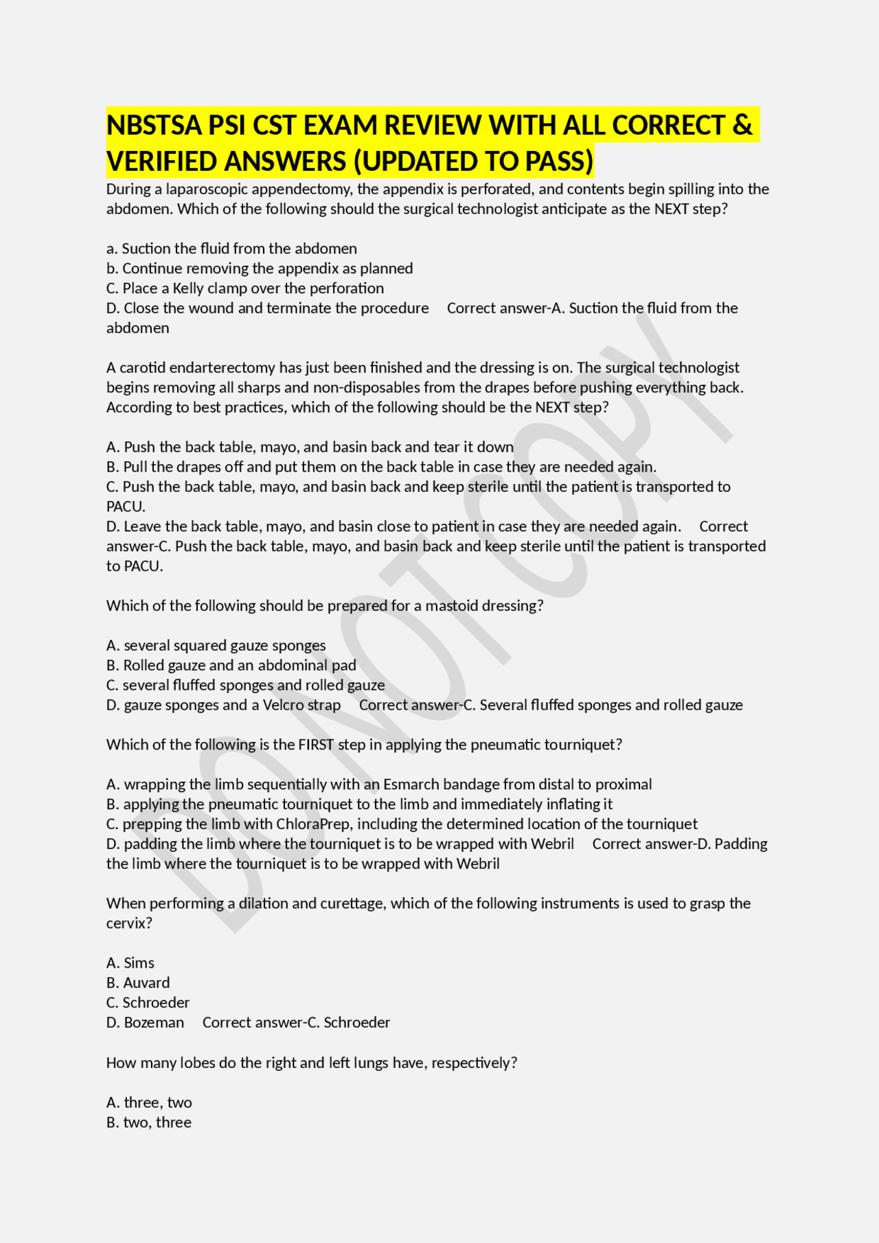 NBSTSA PSI CST EXAM REVIEW WITH ALL CORRECT & VERIFIED ANSWERS (UPDATED ...