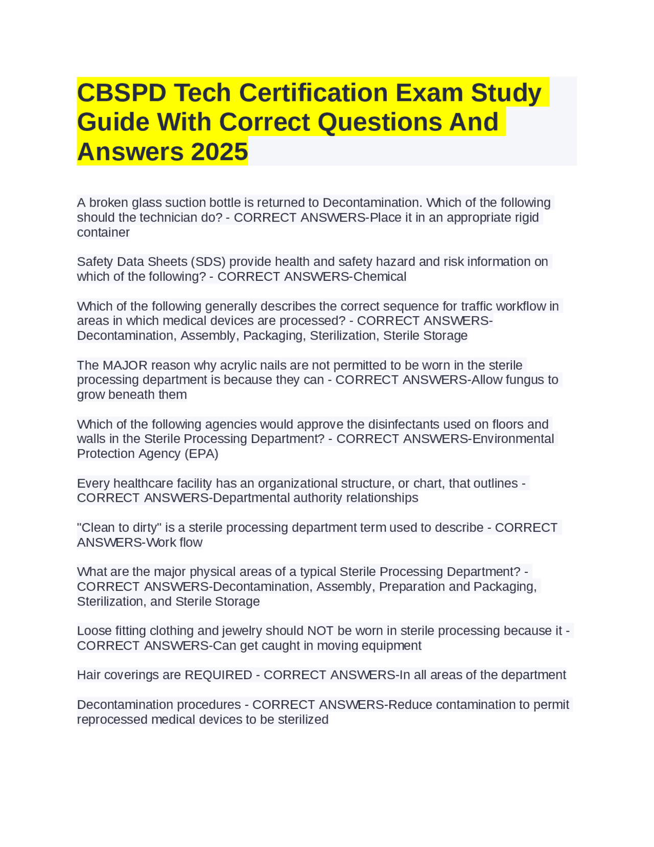 CBSPD Tech Certification Exam Study Guide With Correct Questions And ...