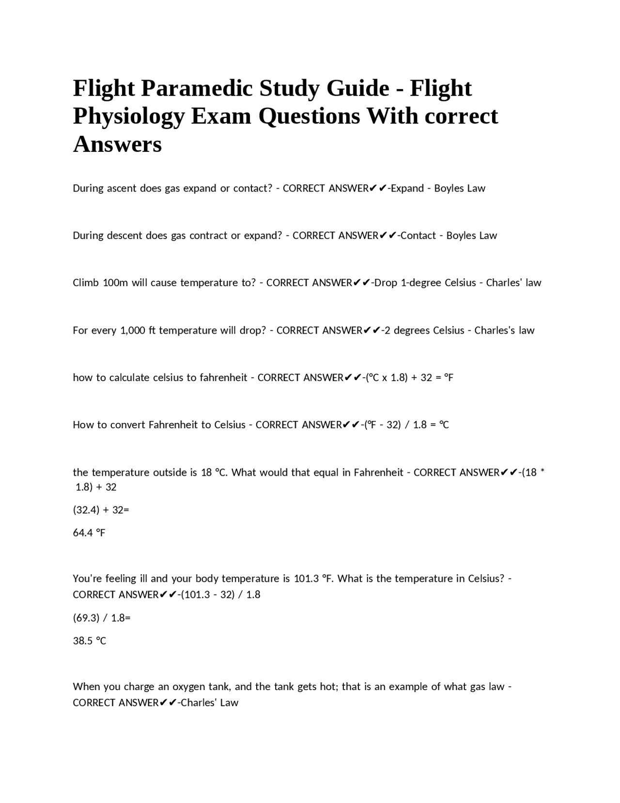 Flight Paramedic Exam: Mastering Flight Physiology & Gas Laws | Exams ...