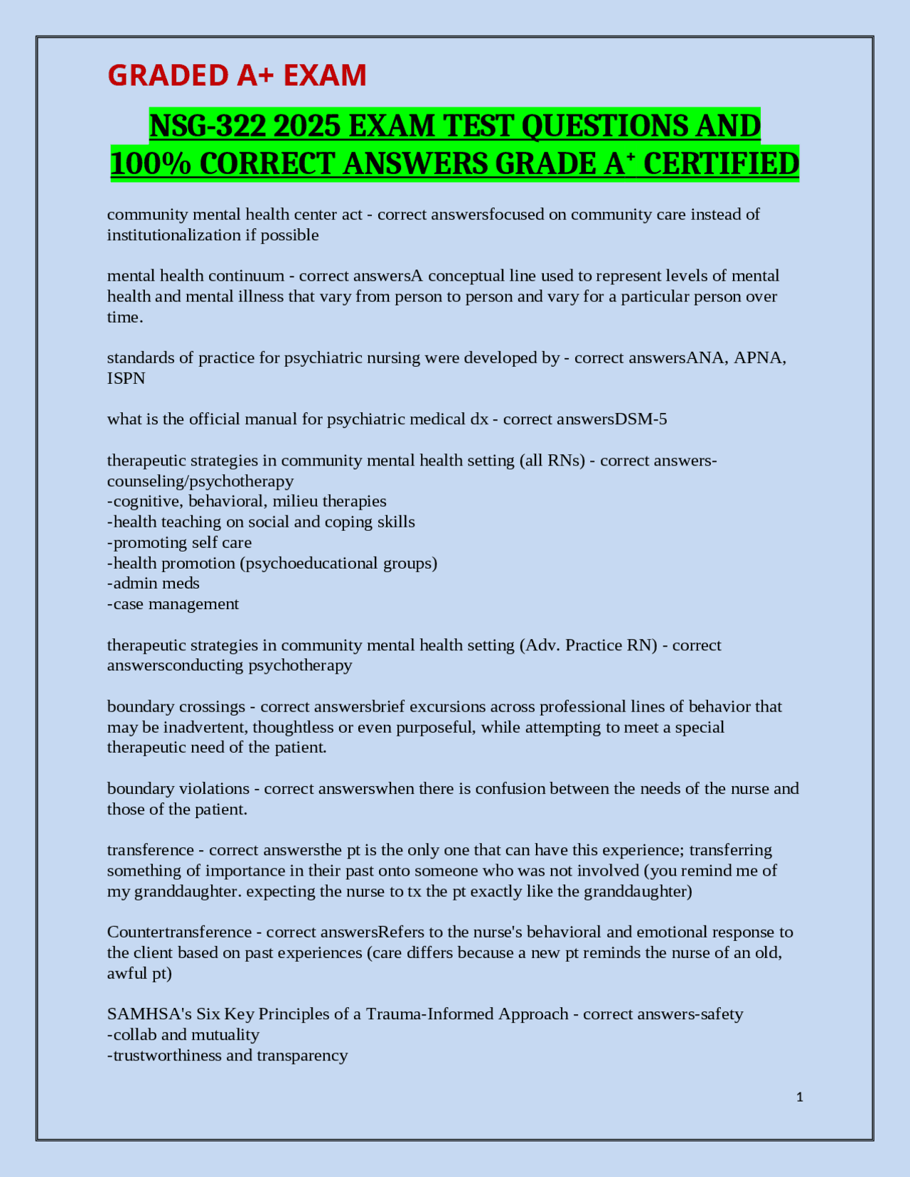 NSG-322 2025 EXAM TEST QUESTIONS AND 100% CORRECT ANSWERS GRADE A+ ...