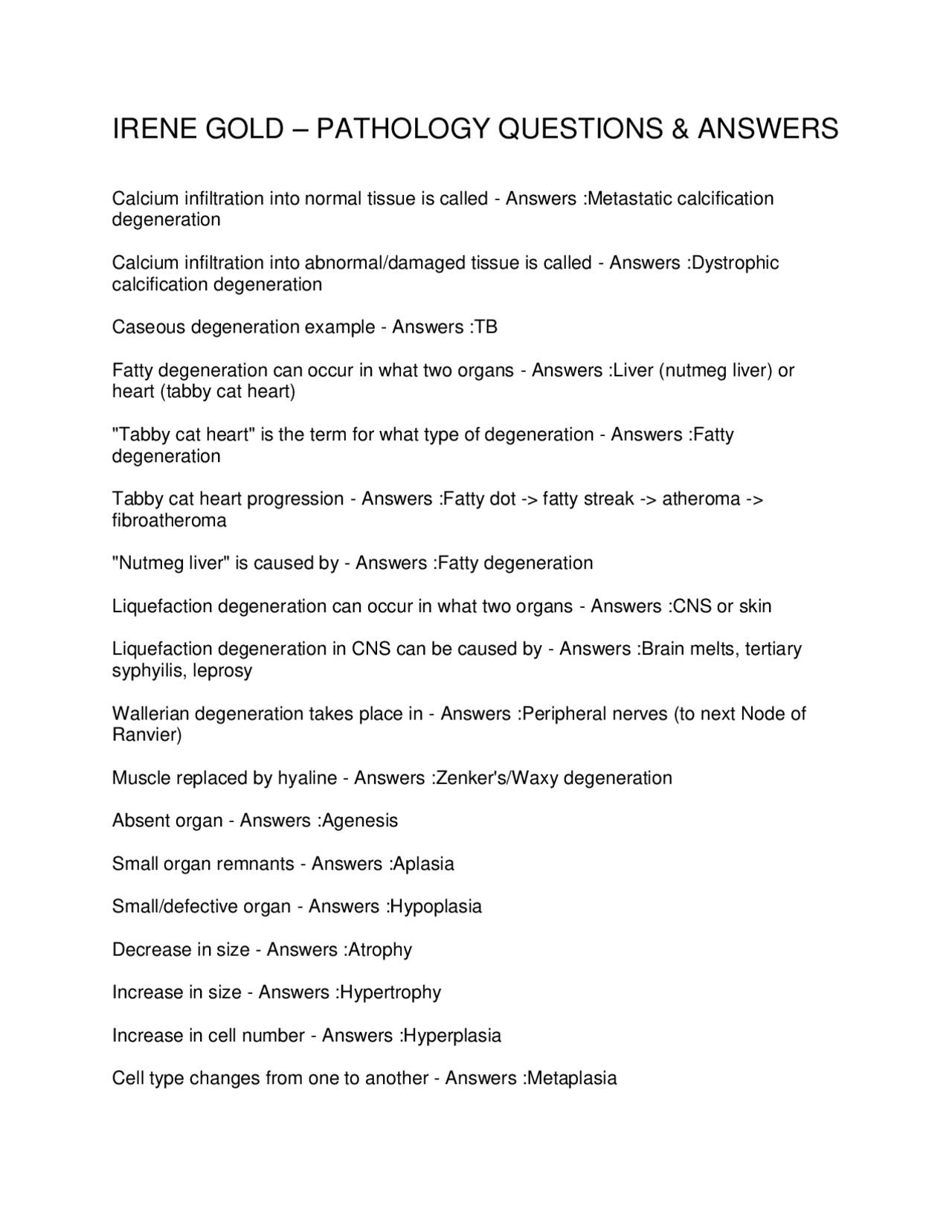 IRENE GOLD – PATHOLOGY QUESTIONS & ANSWERS | Exams Social Sciences ...