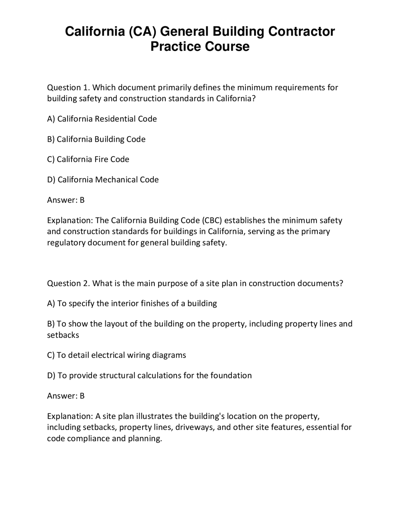 Advance California (CA) General Building Contractor Exam | Exams ...