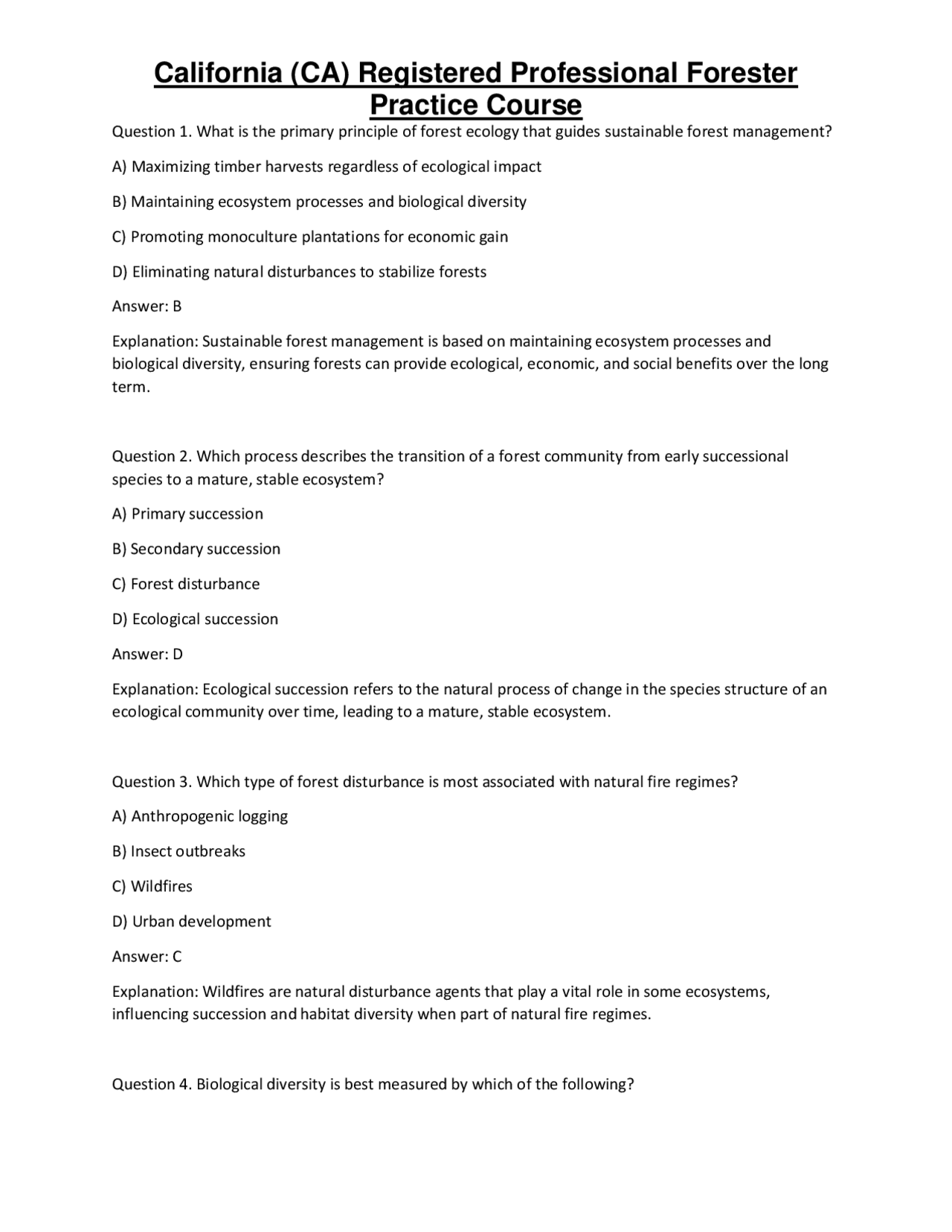 Advance California (CA) Registered Professional Forester Exam | Exams ...