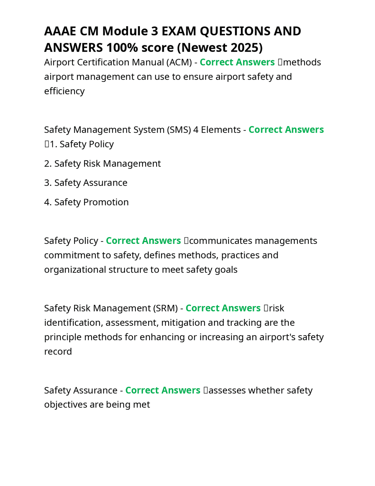 AAAE CM Module 3 EXAM QUESTIONS AND ANSWERS 100% score (Newest 2025 ...