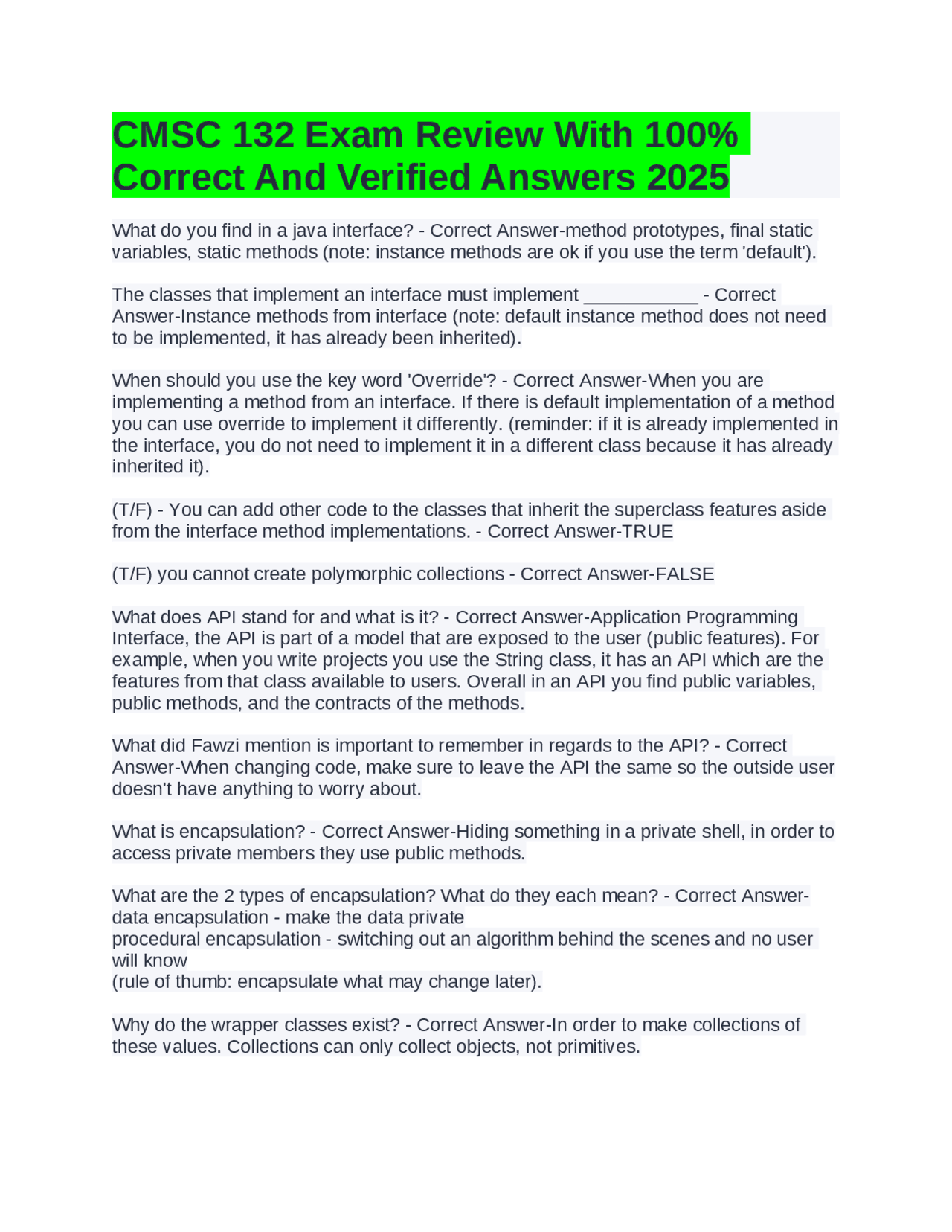 CMSC 132 Exam Review With 100% Correct And Verified Answers 2025 | Exams Advanced Education ...