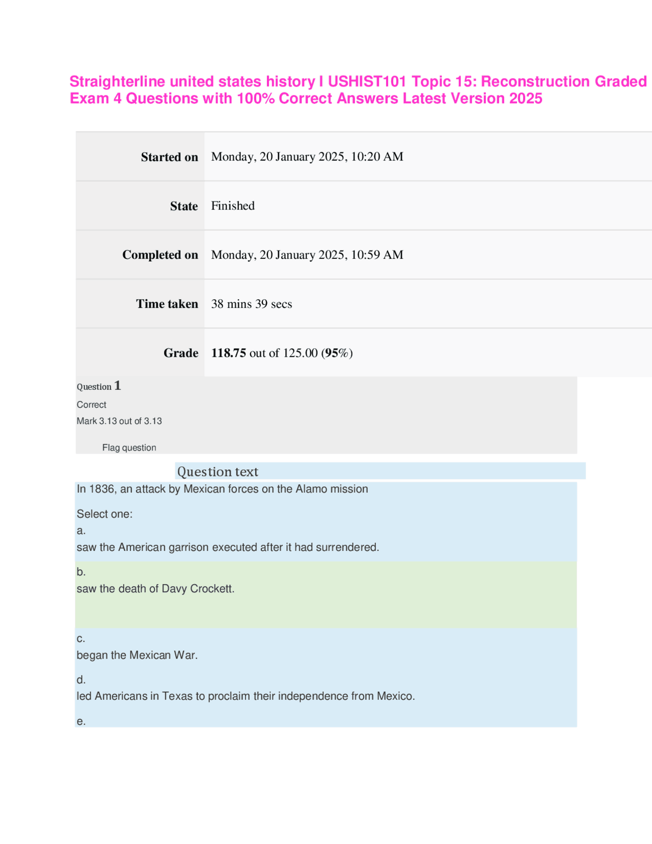 Straighterline united states history I USHIST101 Topic 15 ...