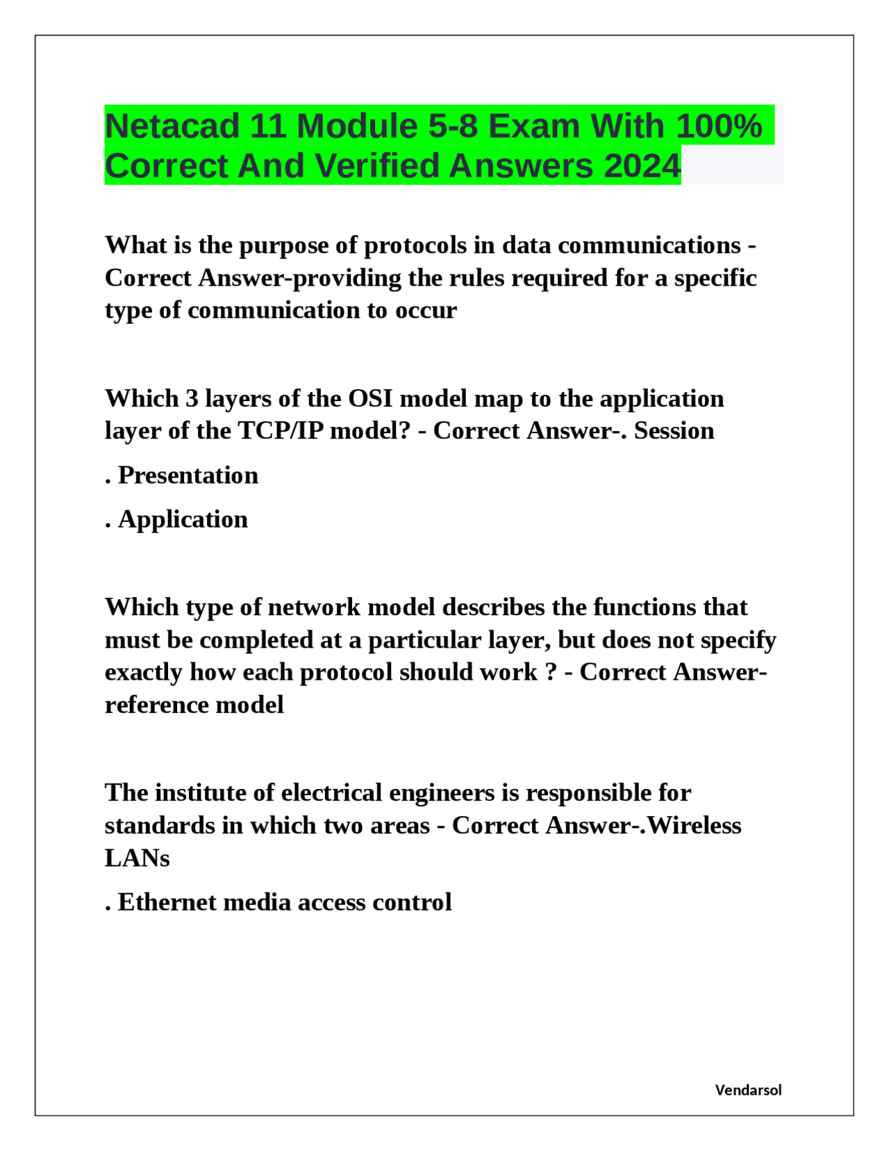 Netacad 11 Module 5-8 Exam With 100% Correct And Verified Answers 2024 | Exams Advanced ...