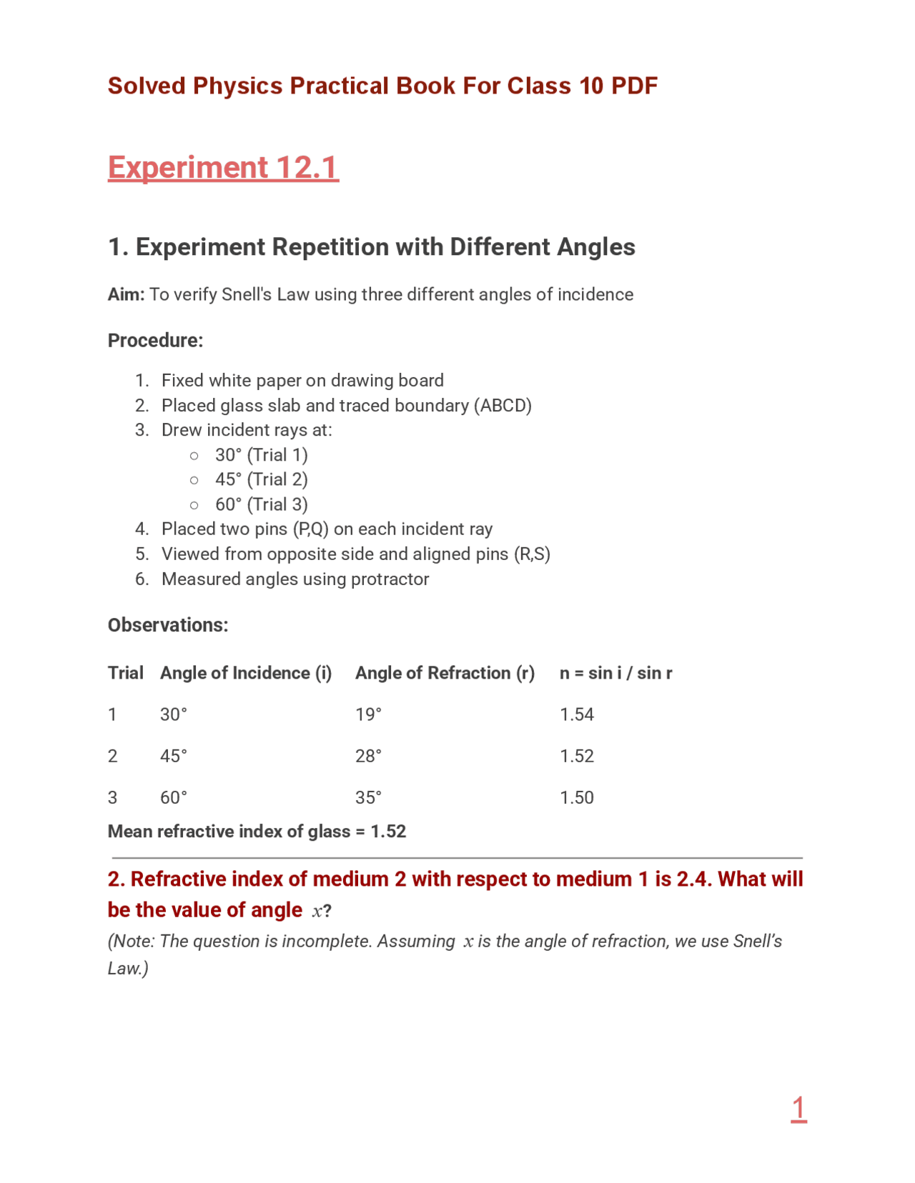 Physics Practical Notebook | Study notes Physics | Docsity