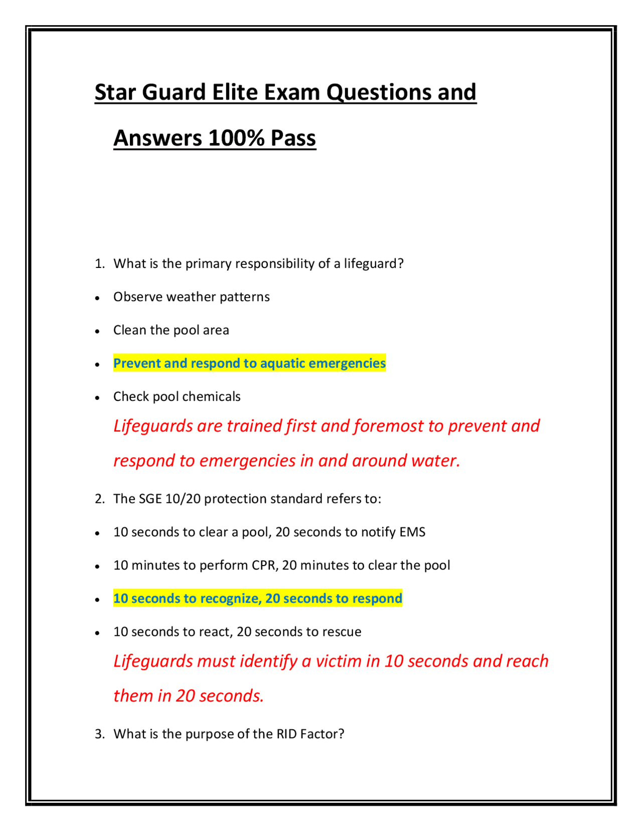 Star Guard Elite Exam Questions and Answers 100% Pass | Exams Public ...