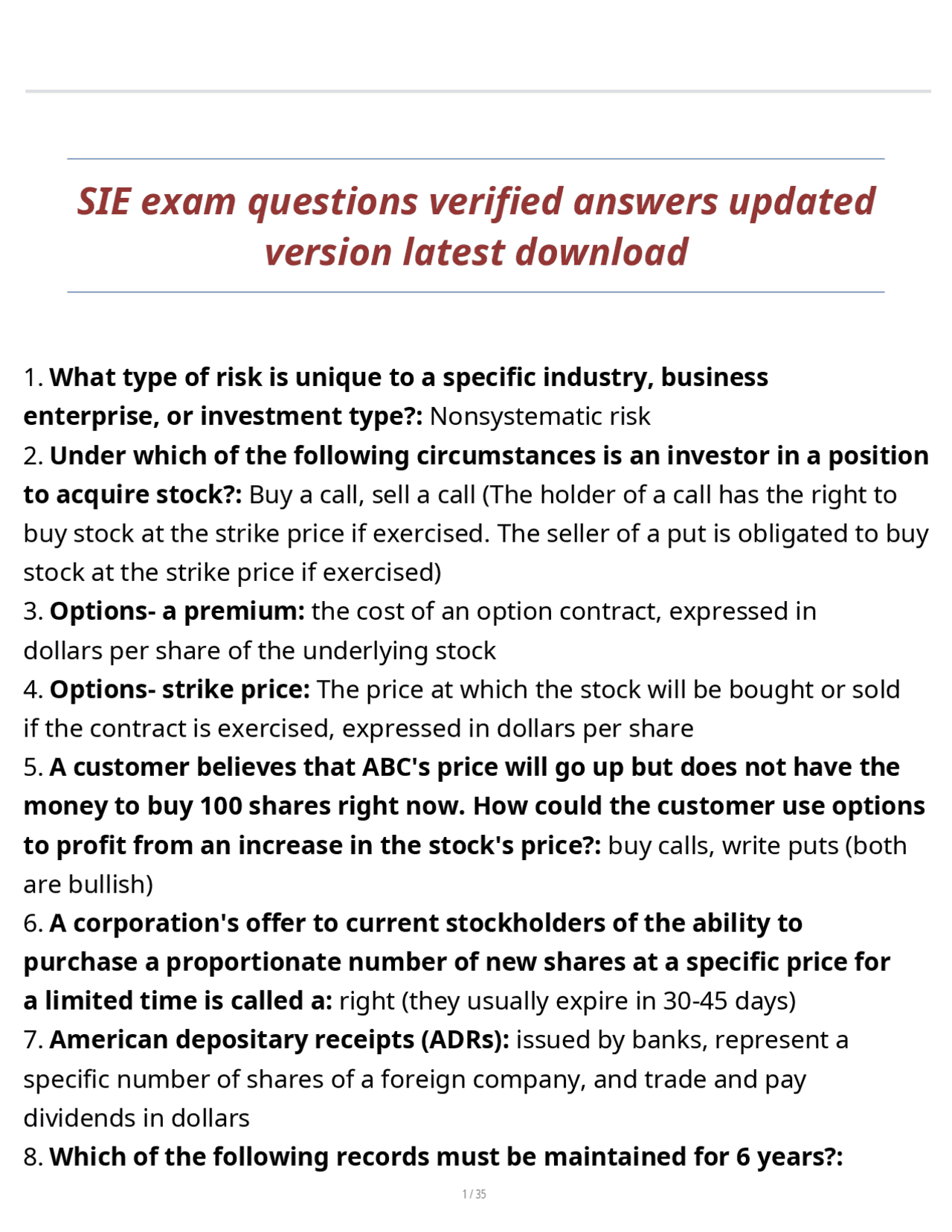 SIE exam questions verified answers updated version latest download ...