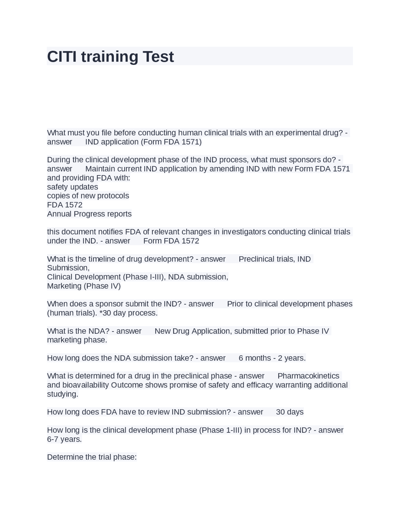CITI training Test Questions and Answers Rated A+ | Exams Advanced ...