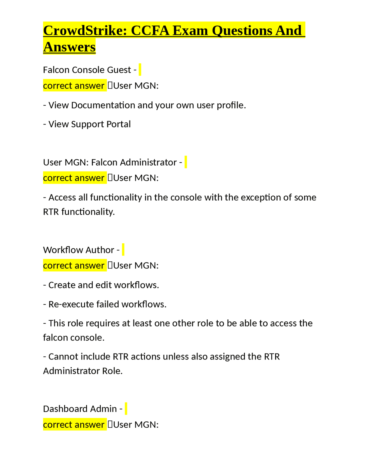CrowdStrike: CCFA Exam Questions And Answers | Exams Computer Science | Docsity