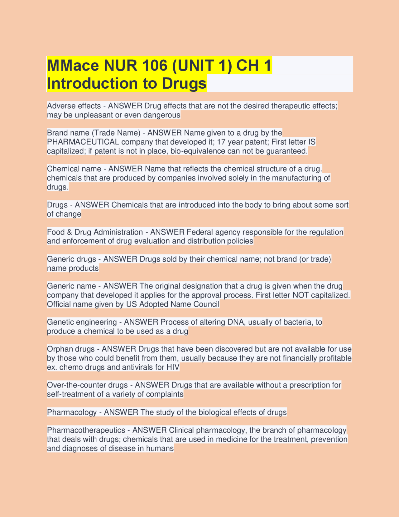 Introduction to Pharmacology: Drugs, FDA Regulations, and Clinical ...