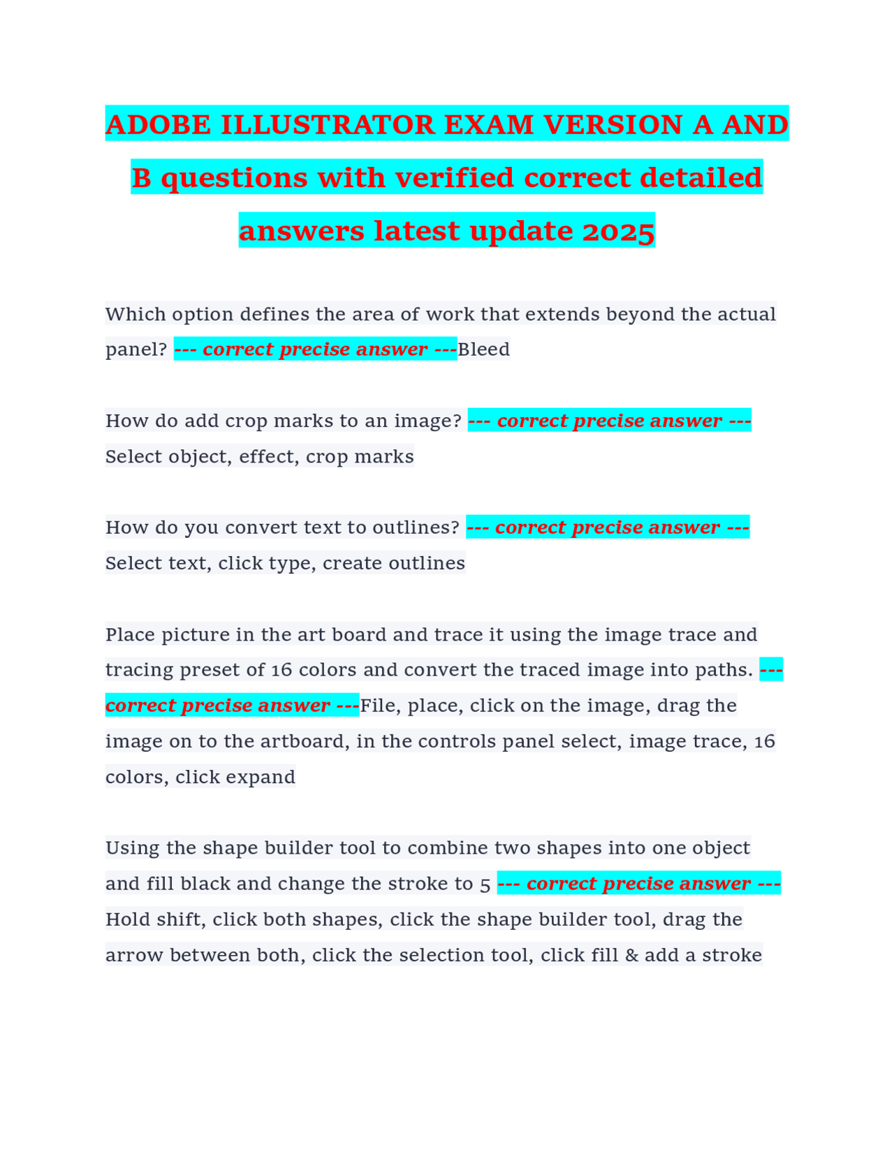 Adobe Illustrator Exam Prep: Q&A for Certification Success | Exams ...