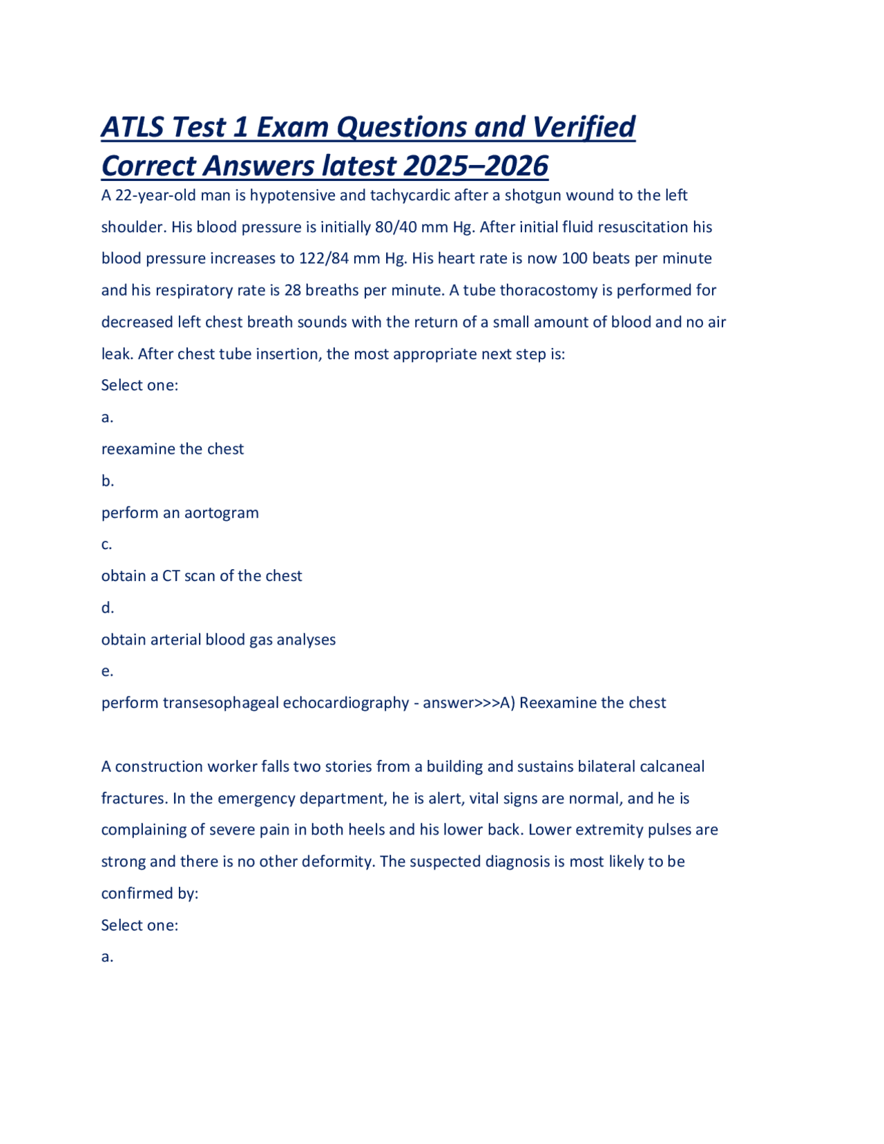 ATLS Exam Questions and Answers: Trauma Management Review | Exams ...