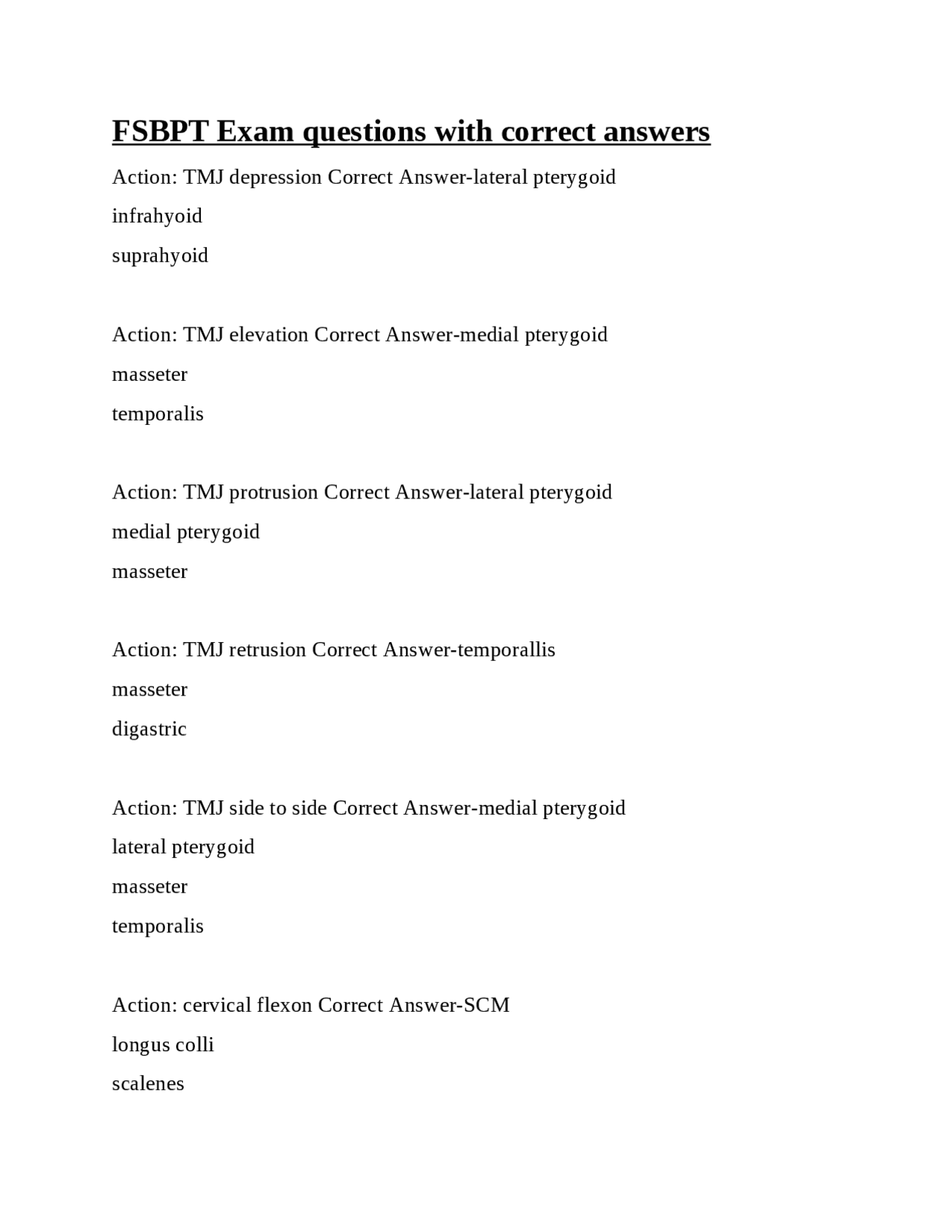 Muscle Actions, Innervation, and Manual Muscle Testing (MMT) Guide for ...