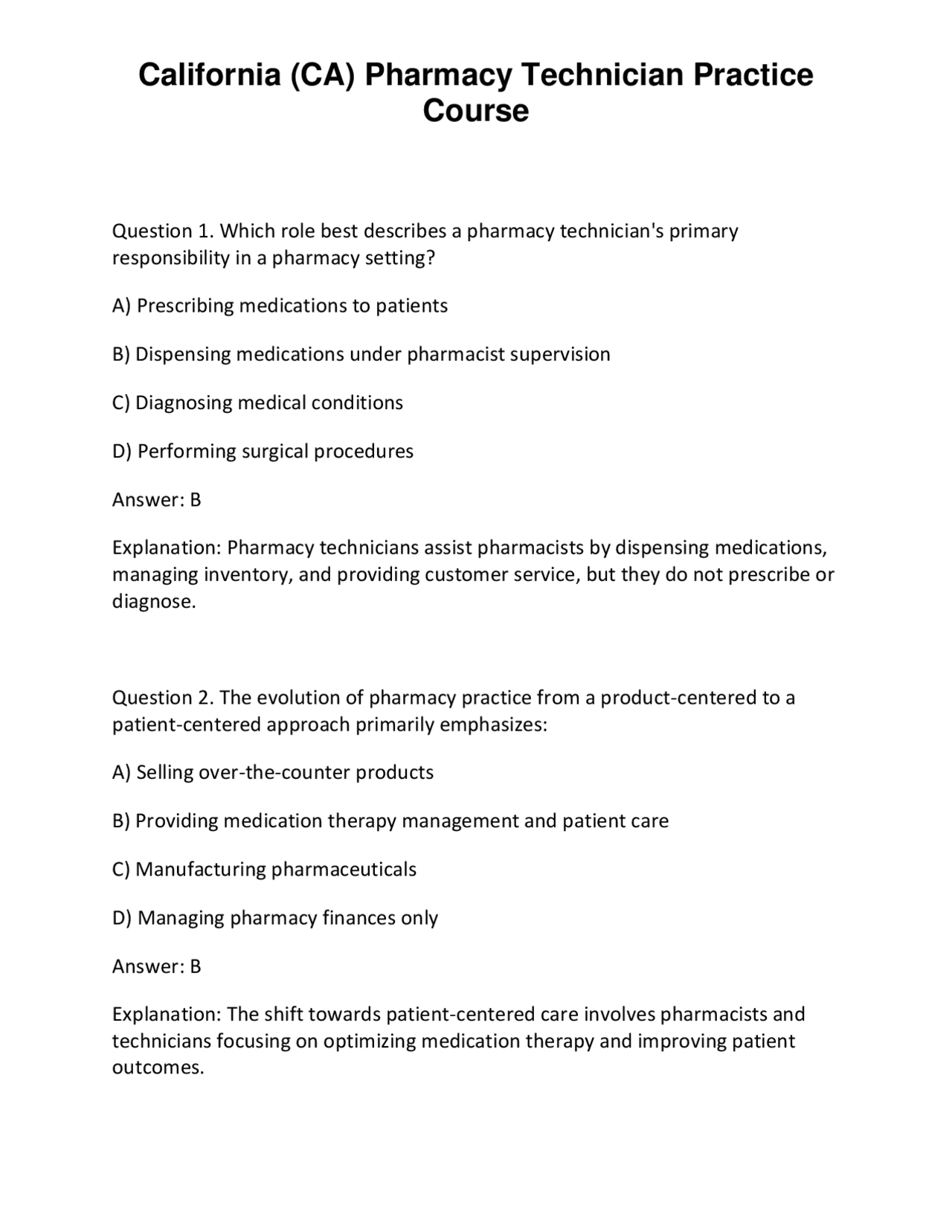 Advance California (CA) Pharmacy Technician Exam | Exams Technology ...