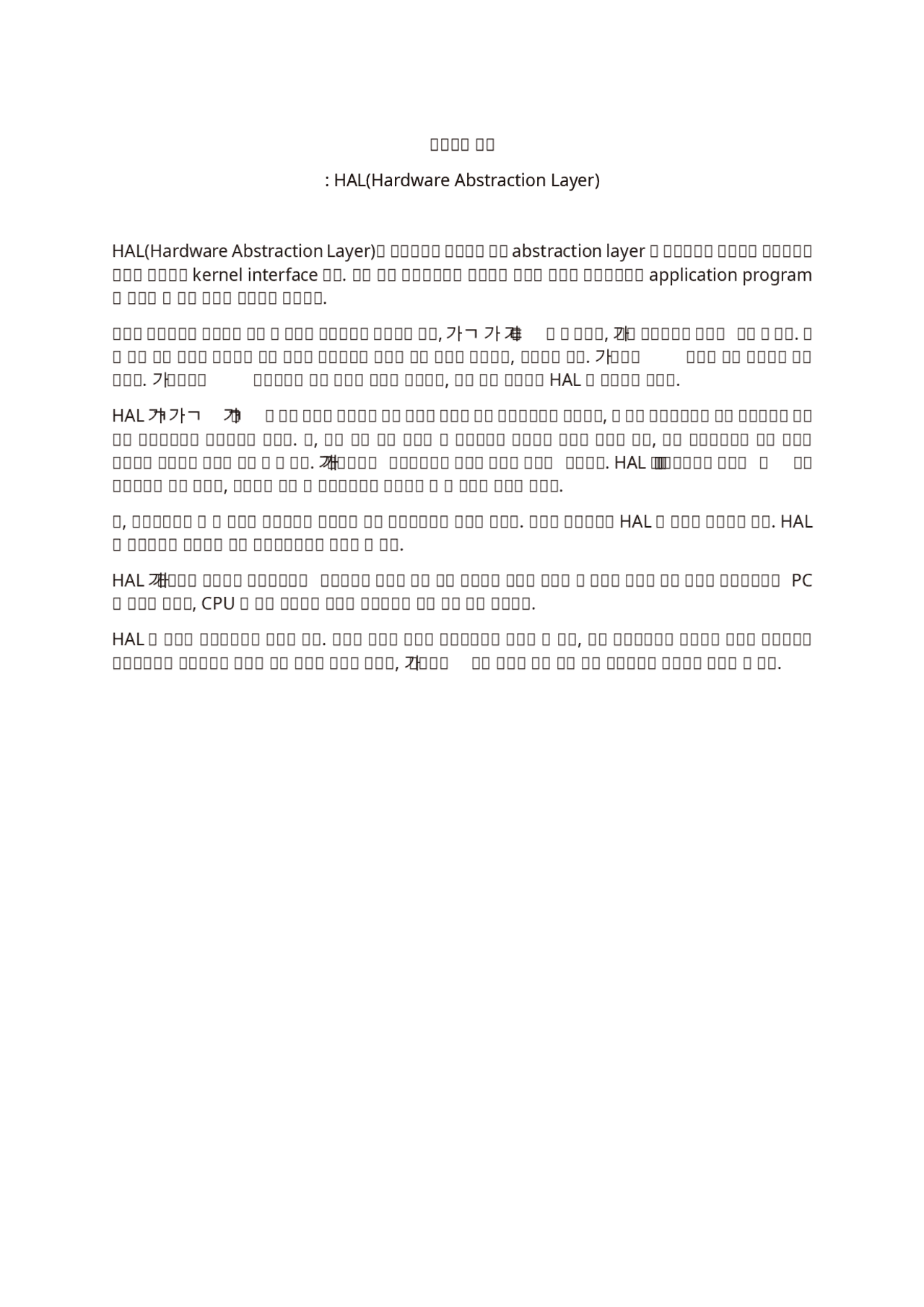 report about HAL in OS | Cheat Sheet Operating Systems | Docsity