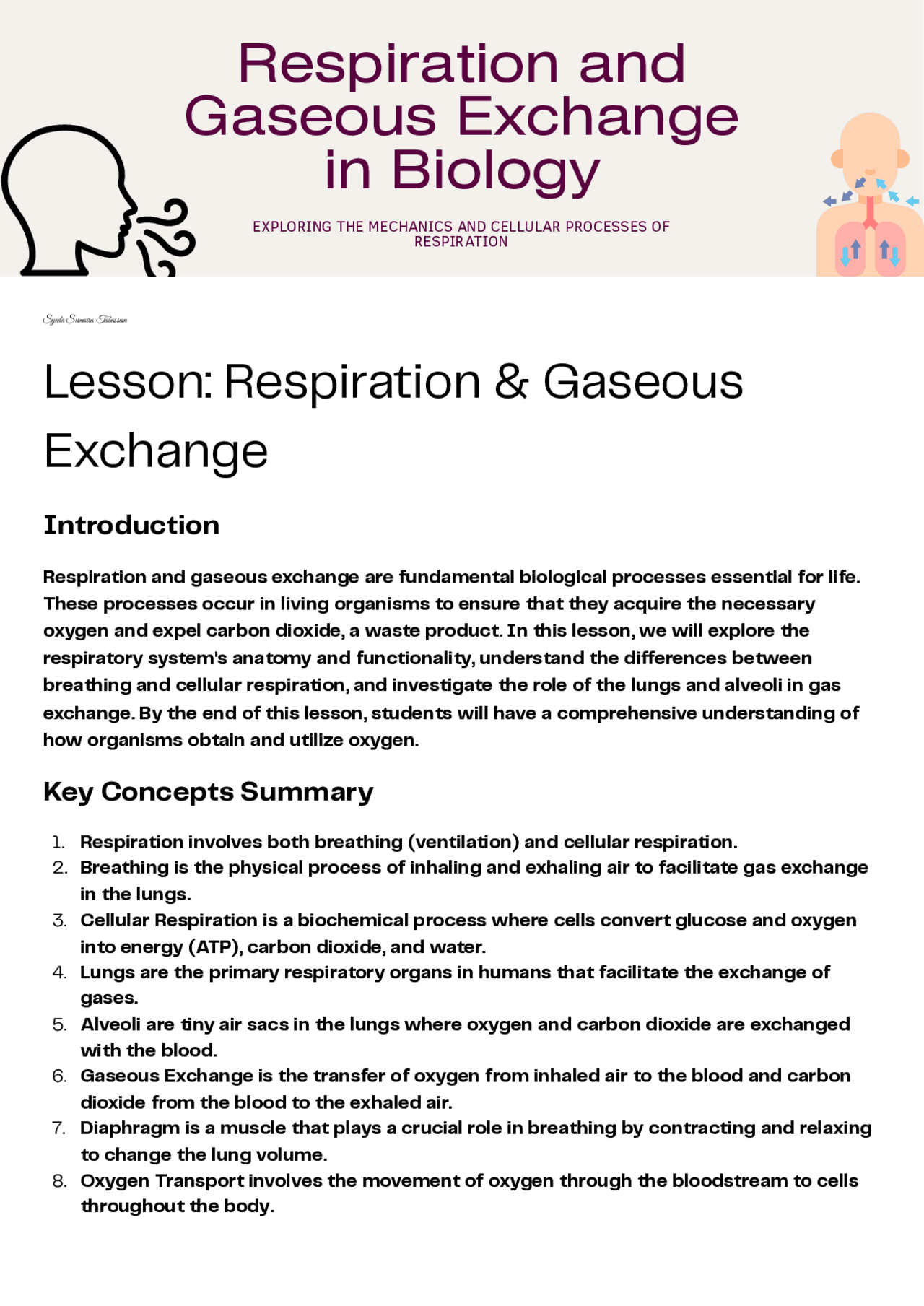 Respiration & Gaseous Exchange Explained: Sure Success in Biology ...