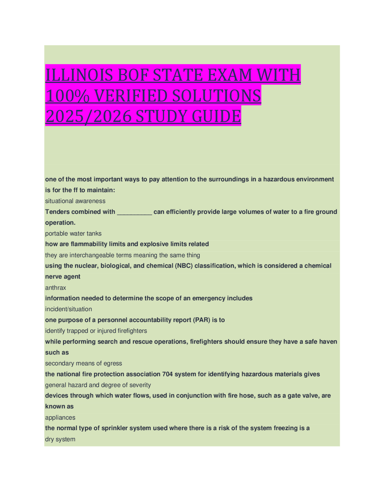 ILLINOIS BOF STATE EXAM WITH 100% VERIFIED SOLUTIONS 2025/2026 STUDY ...