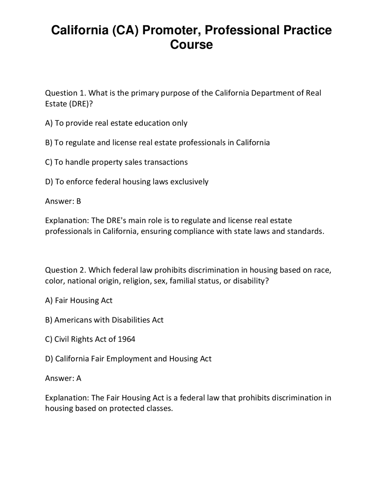 Advance California (CA) Promoter, Professional Exam | Exams Technology ...