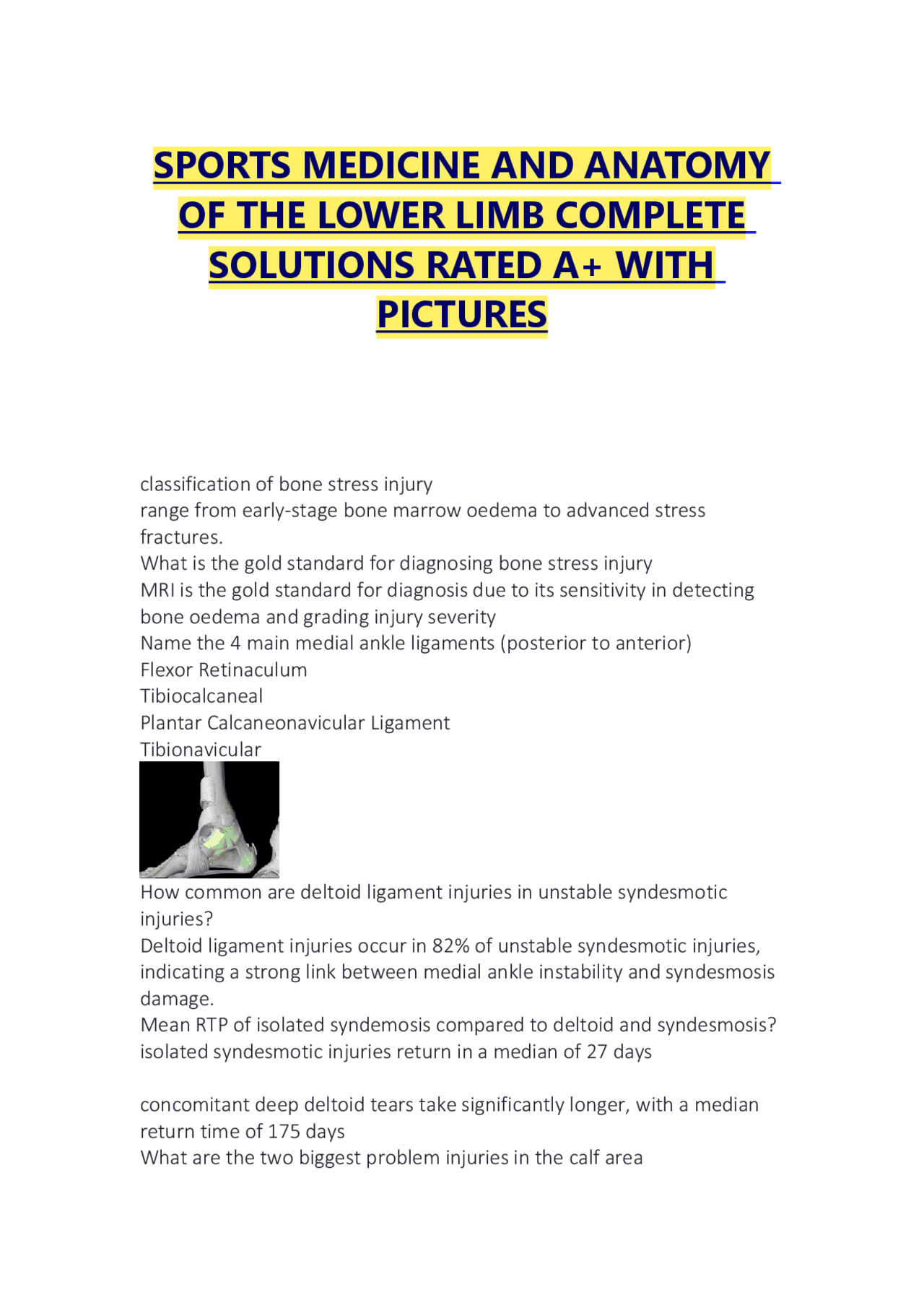 SPORTS MEDICINE AND ANATOMY OF THE LOWER LIMB COMPLETE SOLUTIONS ...