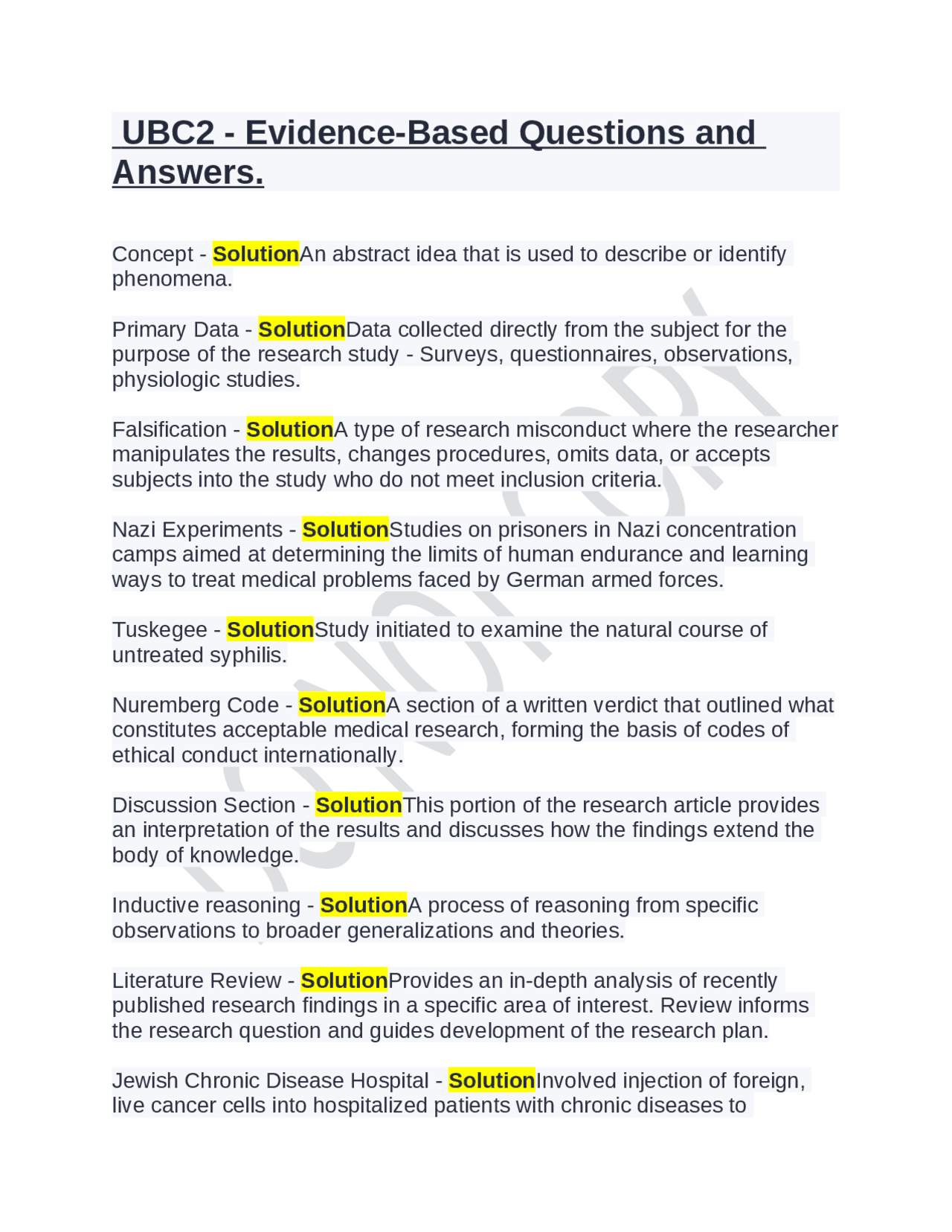 UBC2 - Evidence-Based Questions and Answers. | Exams Training and ...