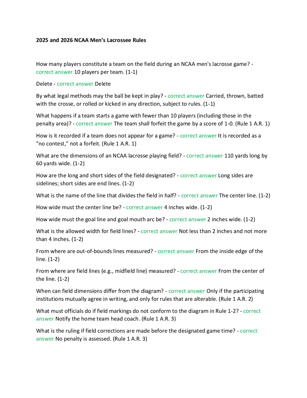 2025 and 2026 NCAA Men’s Lacrossee Rules | Exams Physical Activity and ...