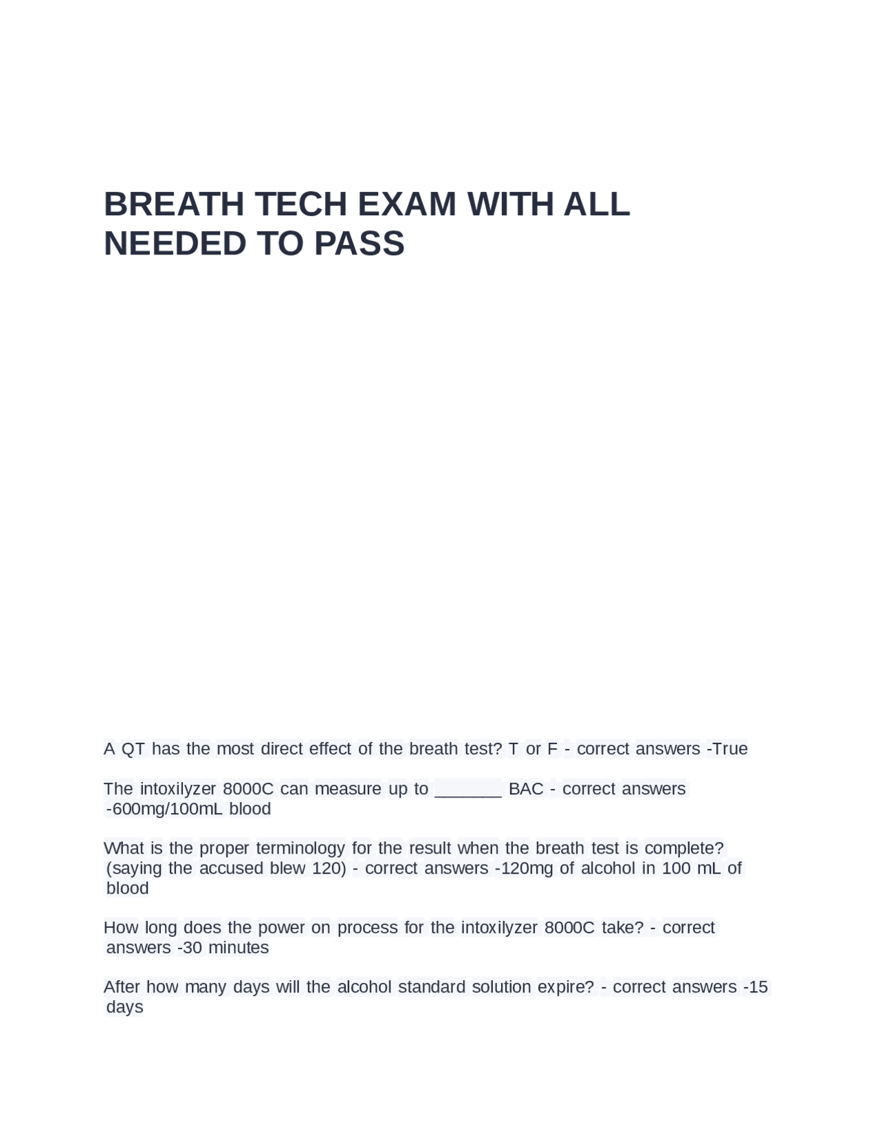 Breath Alcohol Testing: Intoxilyzer 8000C Q&A for Legal and Technical ...
