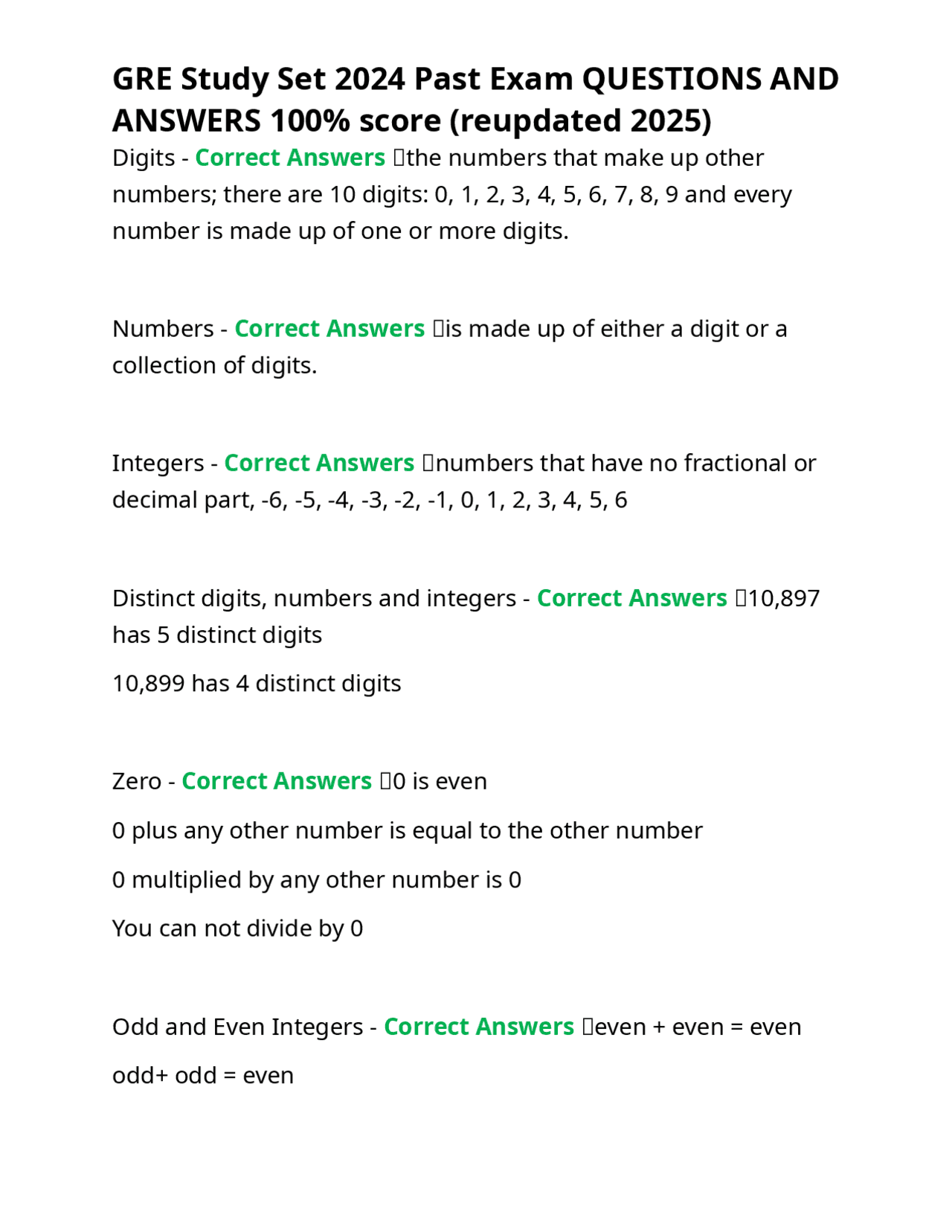 GRE Study Set 2024 Past Exam QUESTIONS AND ANSWERS 100% score ...