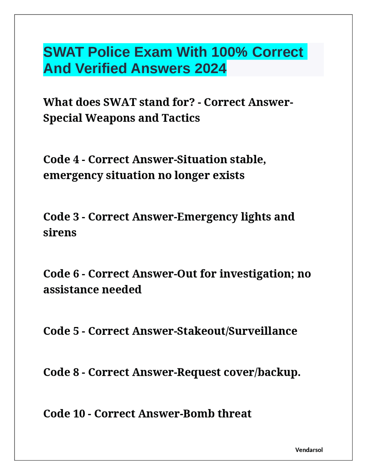 SWAT Police Exam: Verified Codes and Acronyms | Exams Advanced ...